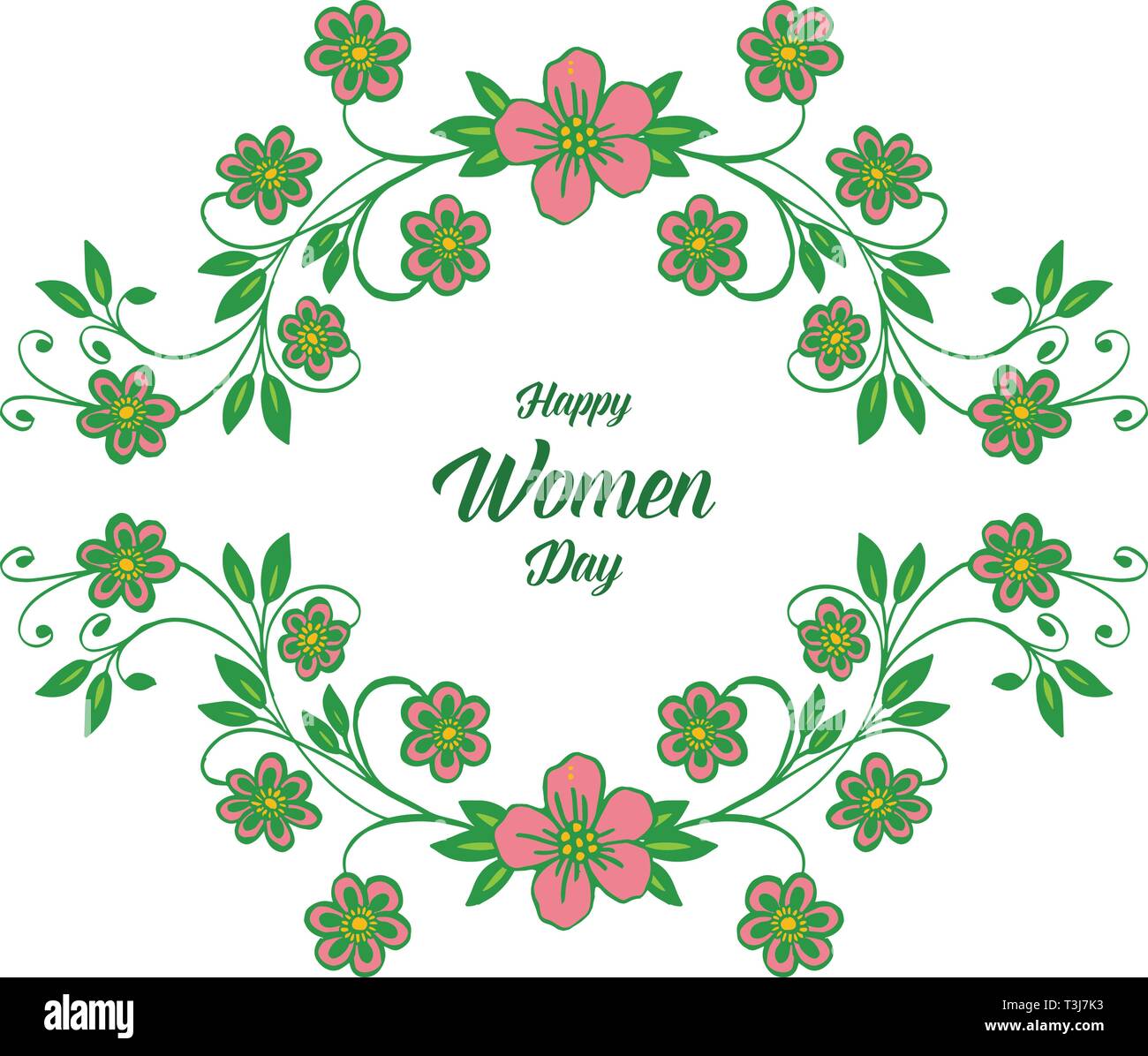 Vector illustration template happy women day with design green leaf ...