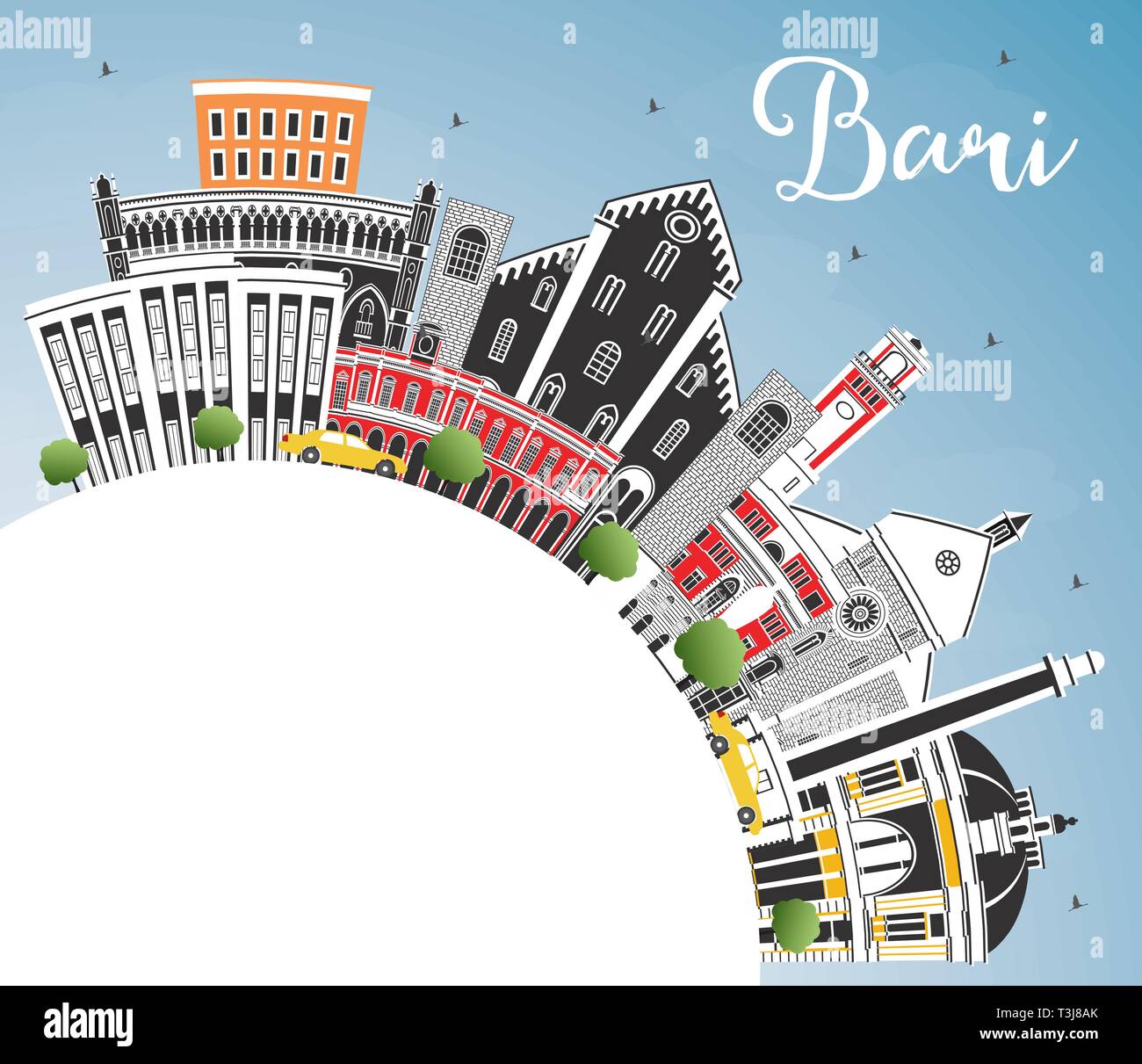 Bari Italy City Skyline with Gray Buildings, Blue Sky and Copy Space ...