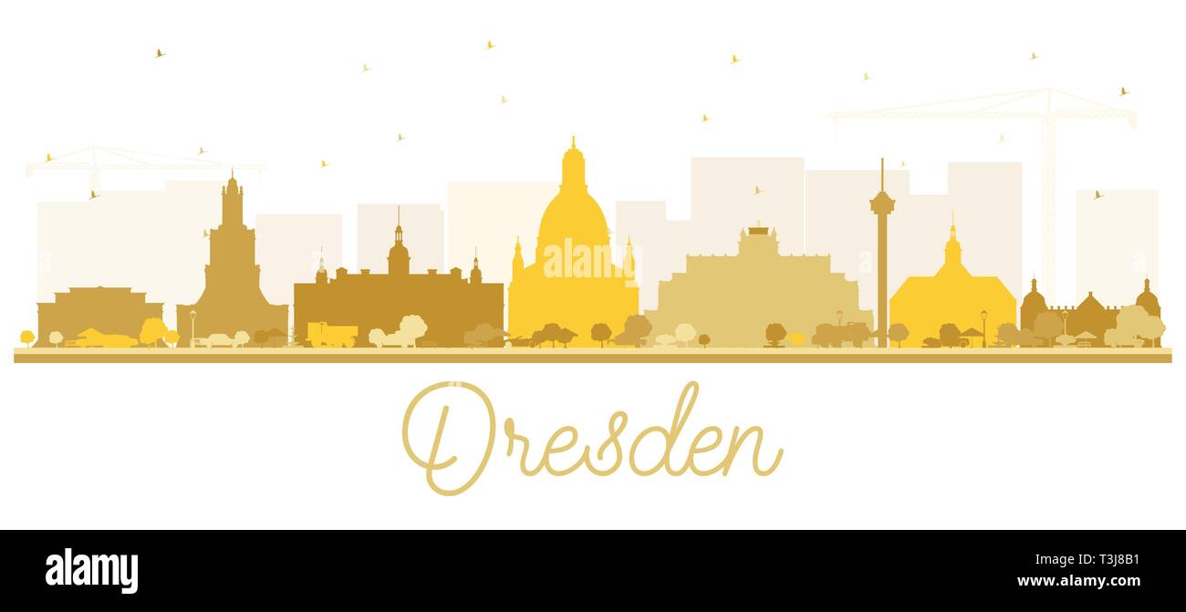 Dresden Germany City Skyline Silhouette with Golden Buildings Isolated ...