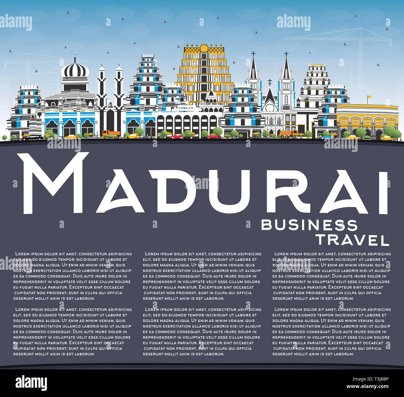 Madurai India City Skyline with Color Buildings, Blue Sky and Copy ...
