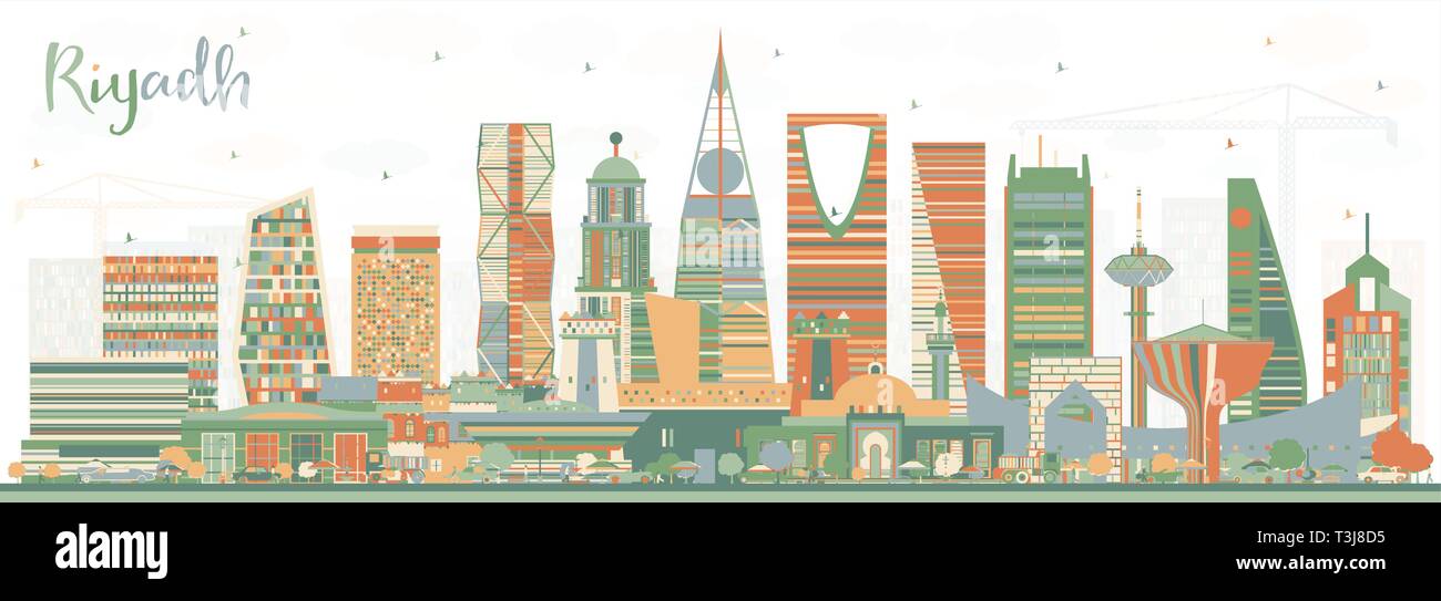 Riyadh Saudi Arabia City Skyline with Color Buildings. Vector ...