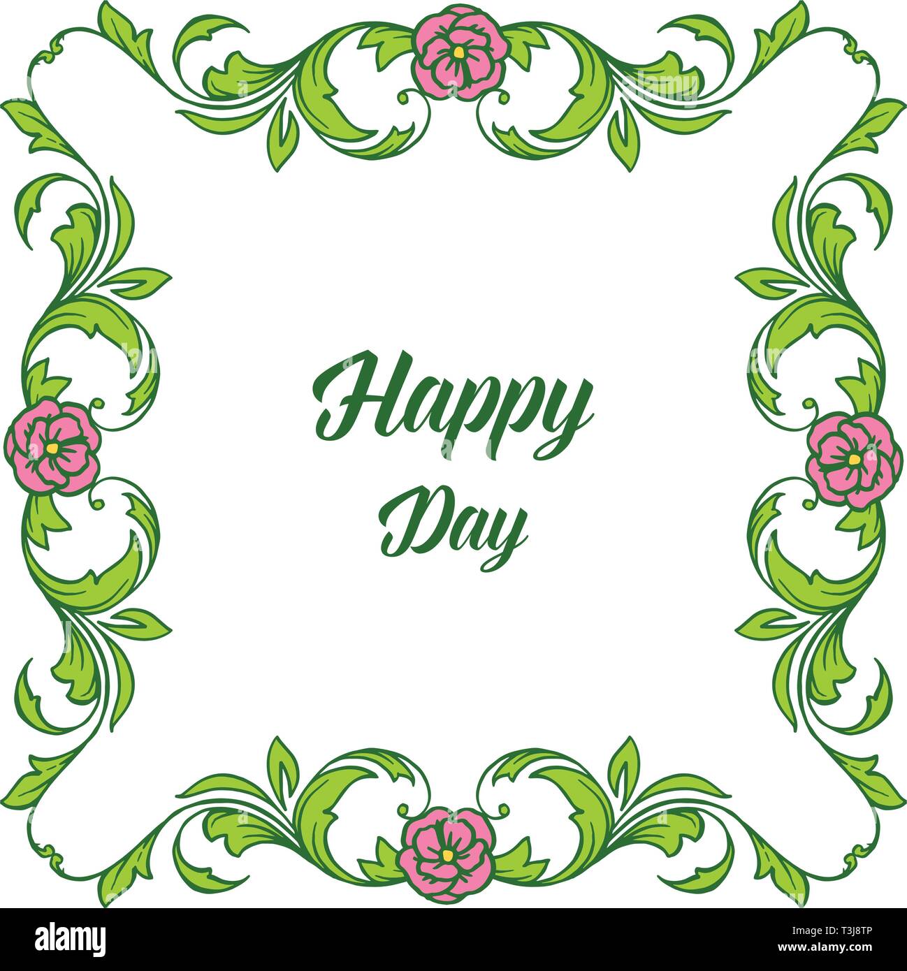 Vector illustration invitation happy day with decoration floral frame ...