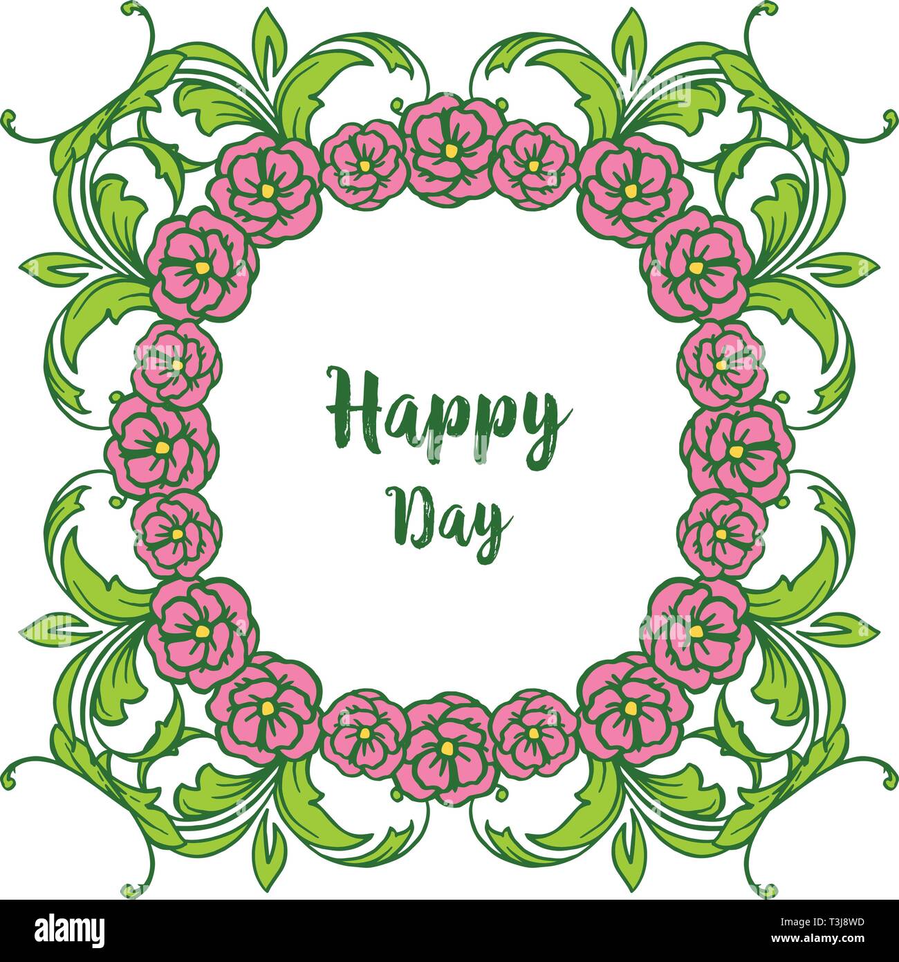 Vector illustration decoration happy day with design beautiful floral ...