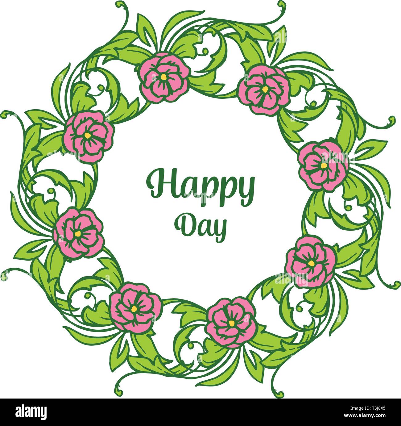 Vector illustration decoration happy day with design beautiful floral ...