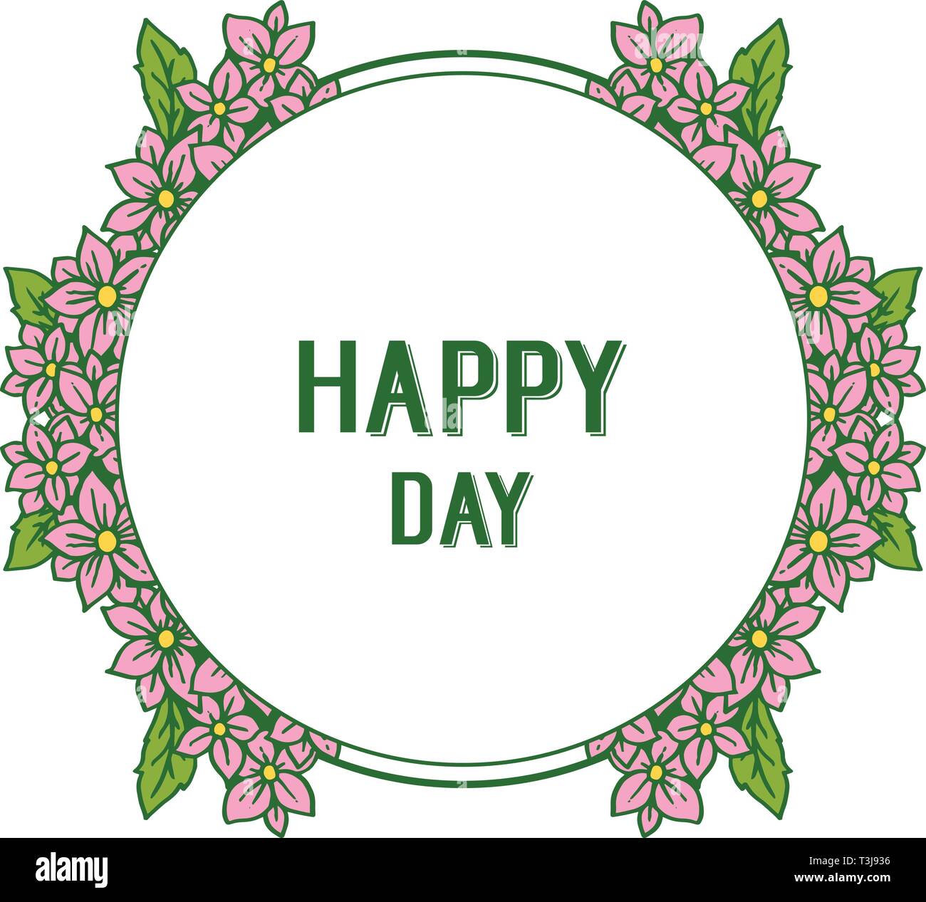 Vector illustration banner happy day with decoration floral frame hand ...