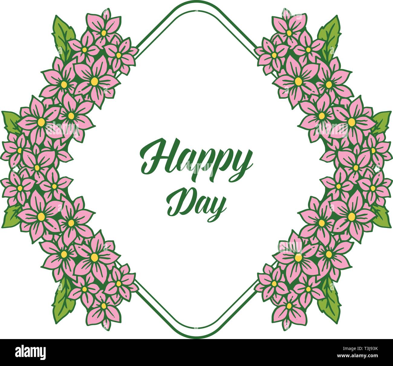 Vector illustration banner happy day with decoration floral frame hand ...