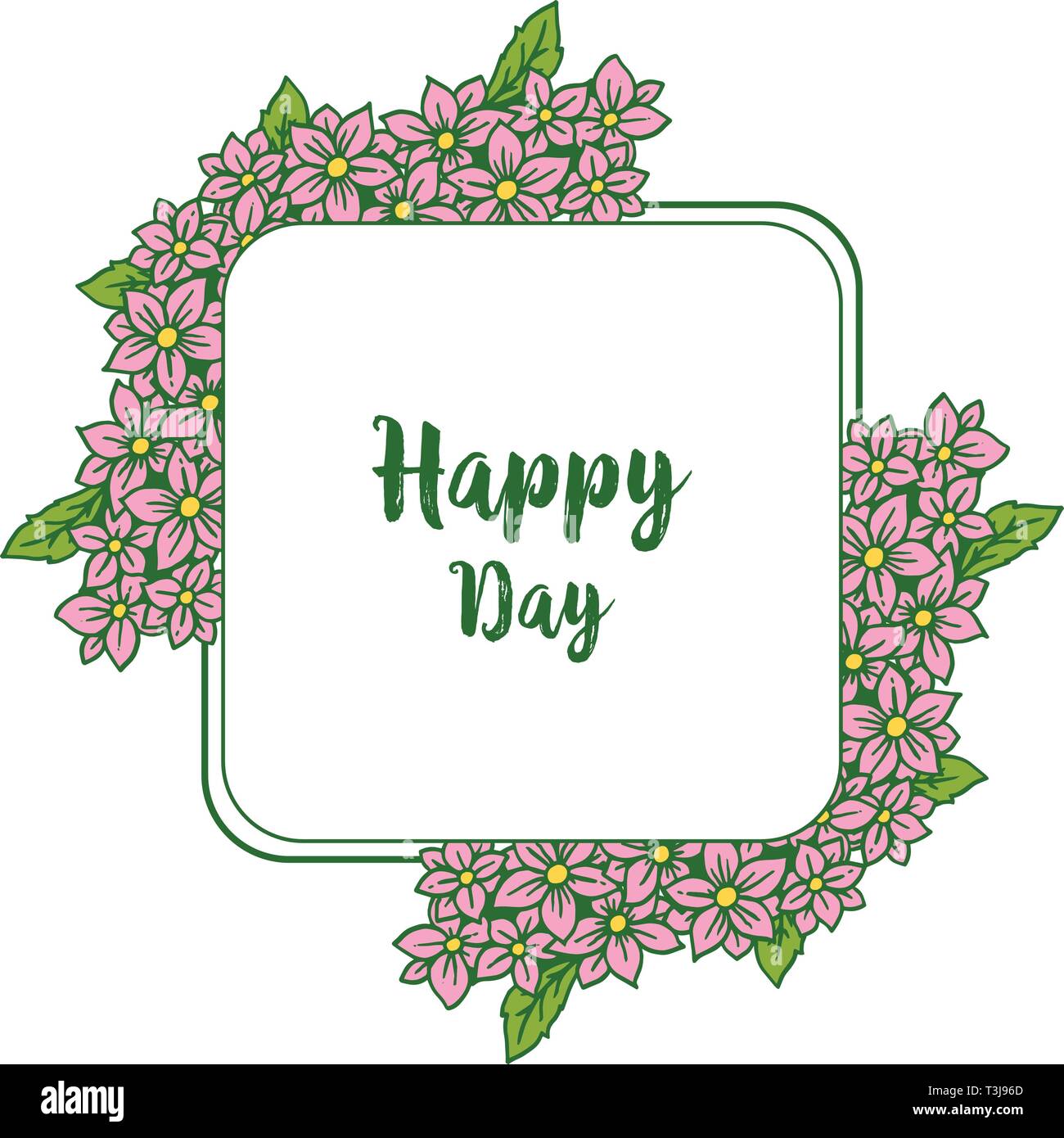 Vector illustration banner happy day with decoration floral frame hand ...