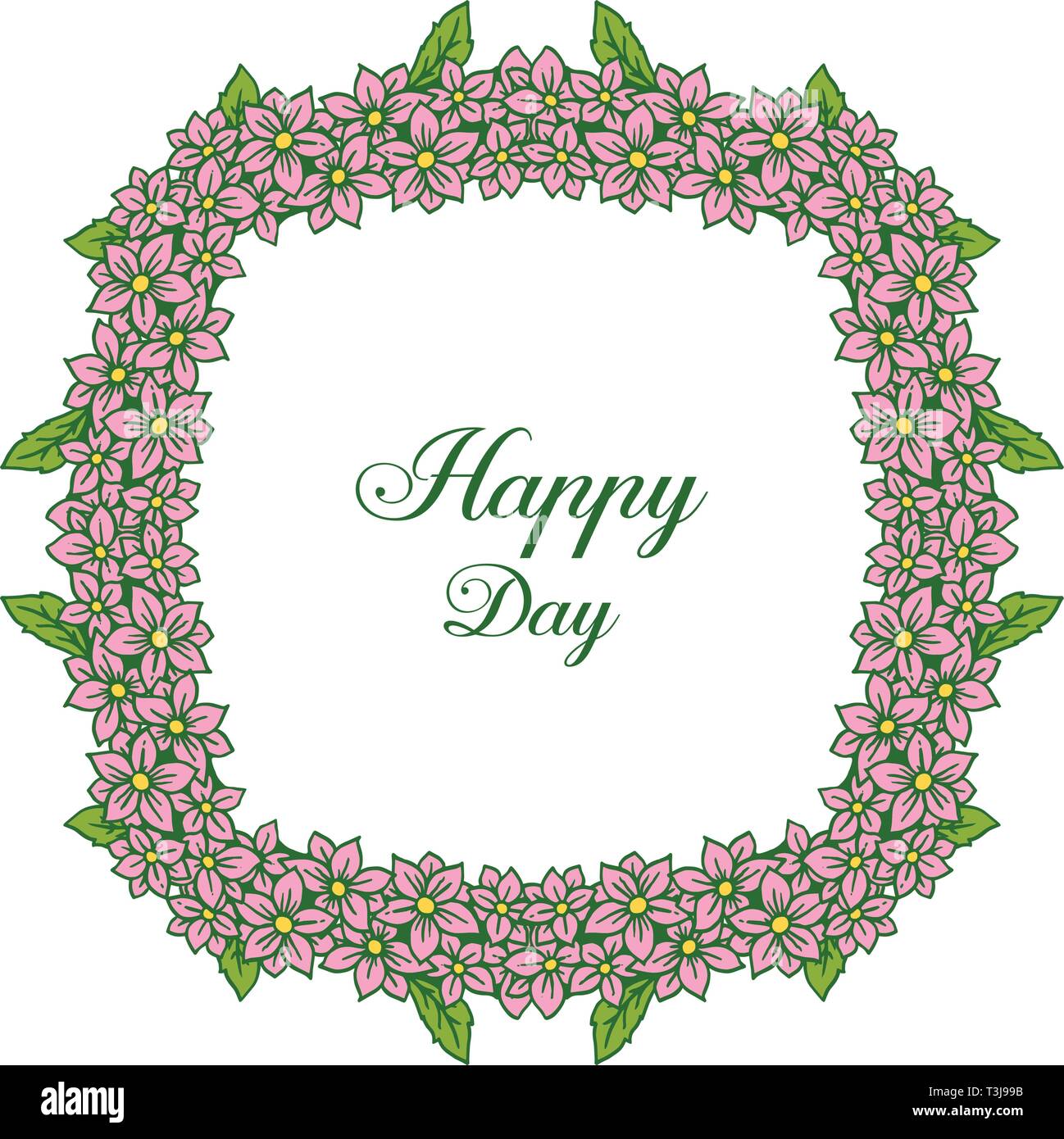 Vector illustration banner happy day with decoration floral frame hand ...