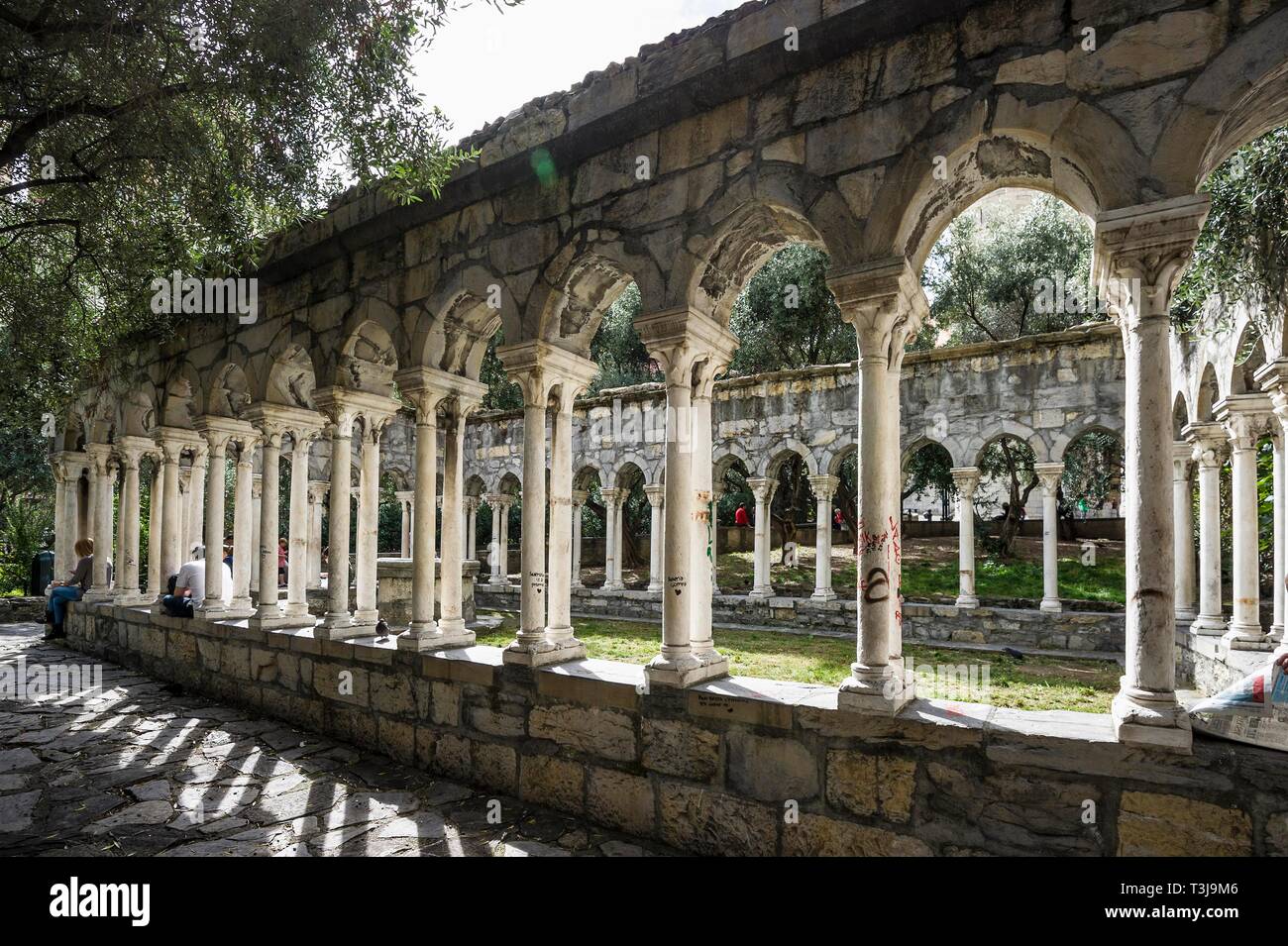 Arcade of the church and monastery of Sant'Andrea, Genoa, Liguria ...