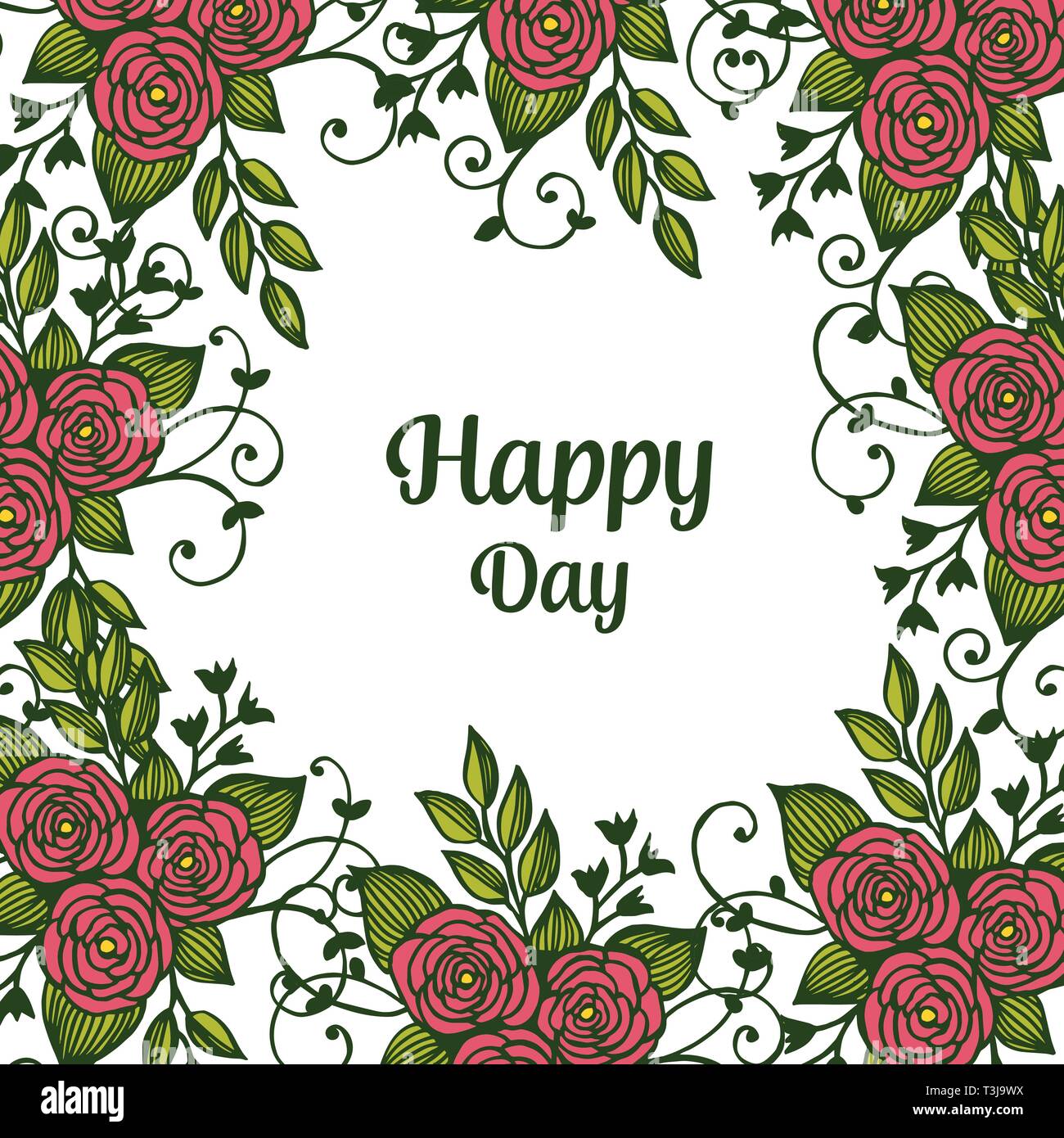 Vector illustration greeting card happy day with design blossom floral ...