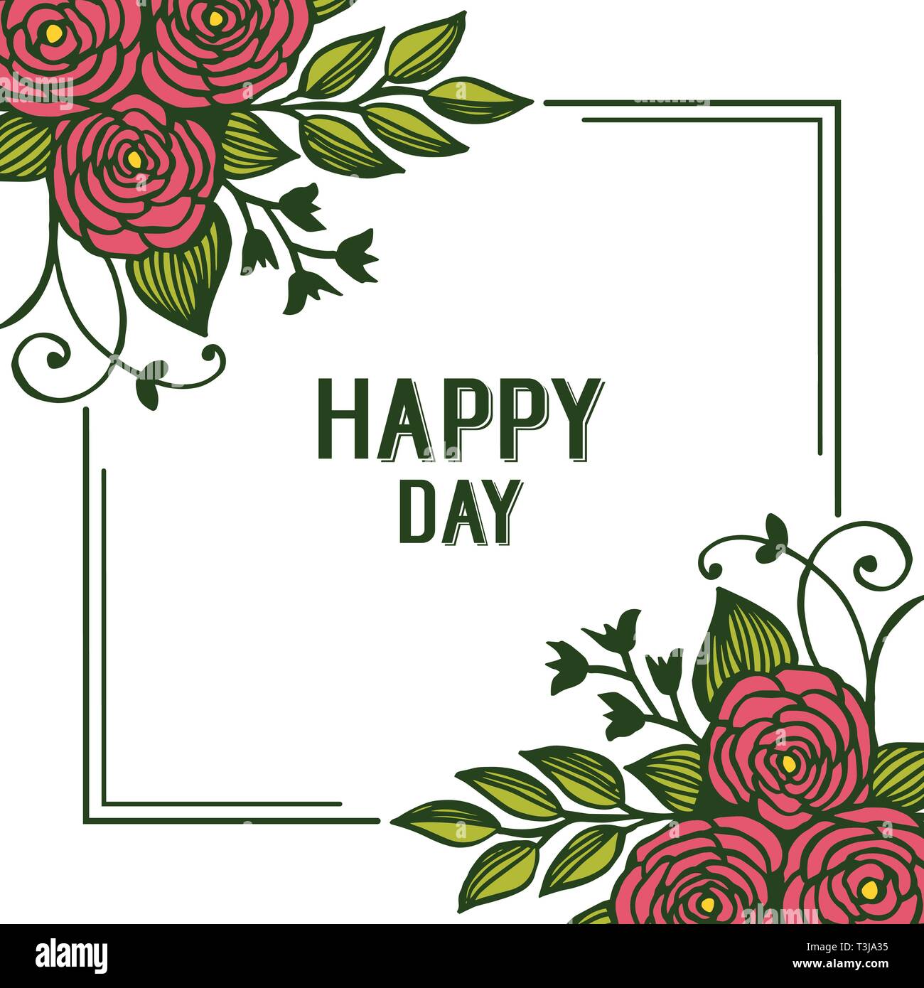 Vector illustration greeting card happy day with design blossom floral ...