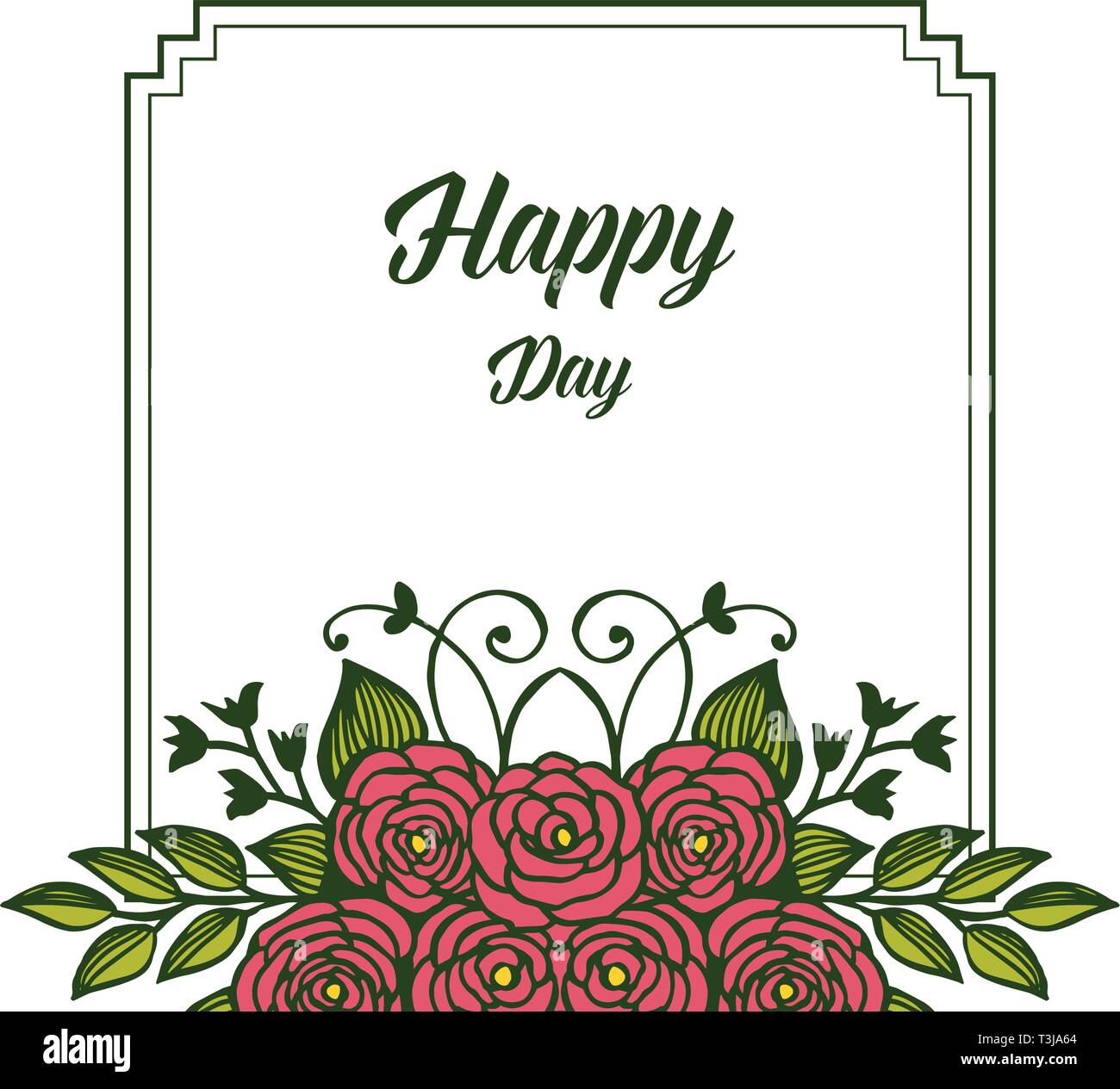 Vector illustration greeting card happy day with design blossom floral ...