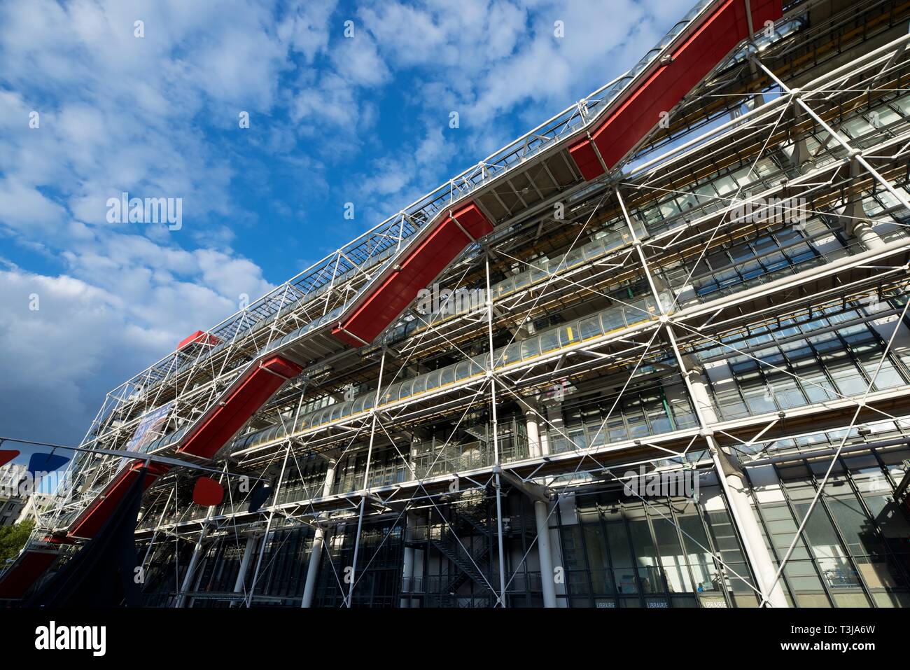 Paris, France - August 21, 2014: exterior view of the famous Pompidou ...
