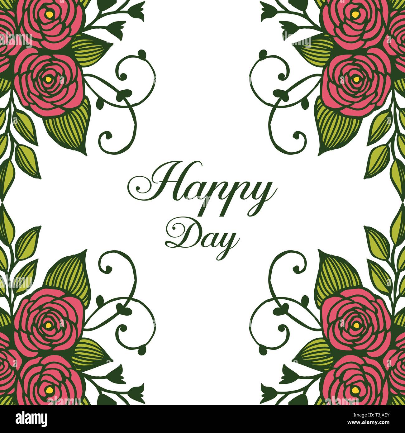 Vector illustration drawing floral frame for invitation happy day hand ...