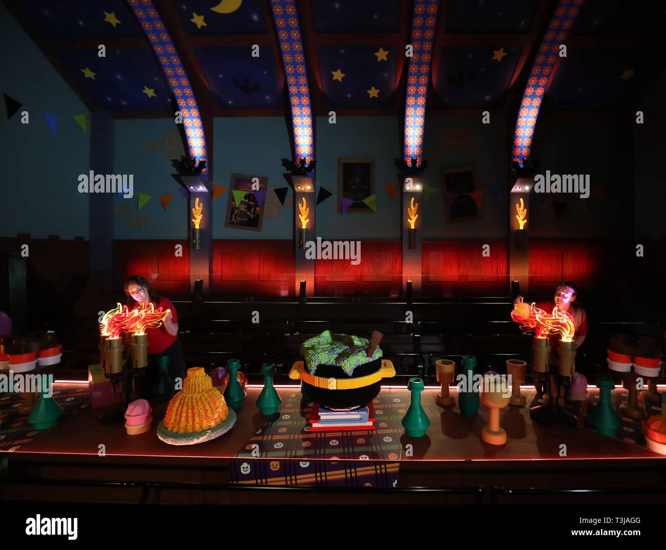 Legoland model makers April Lander (left) and Nicki Parker put the ...
