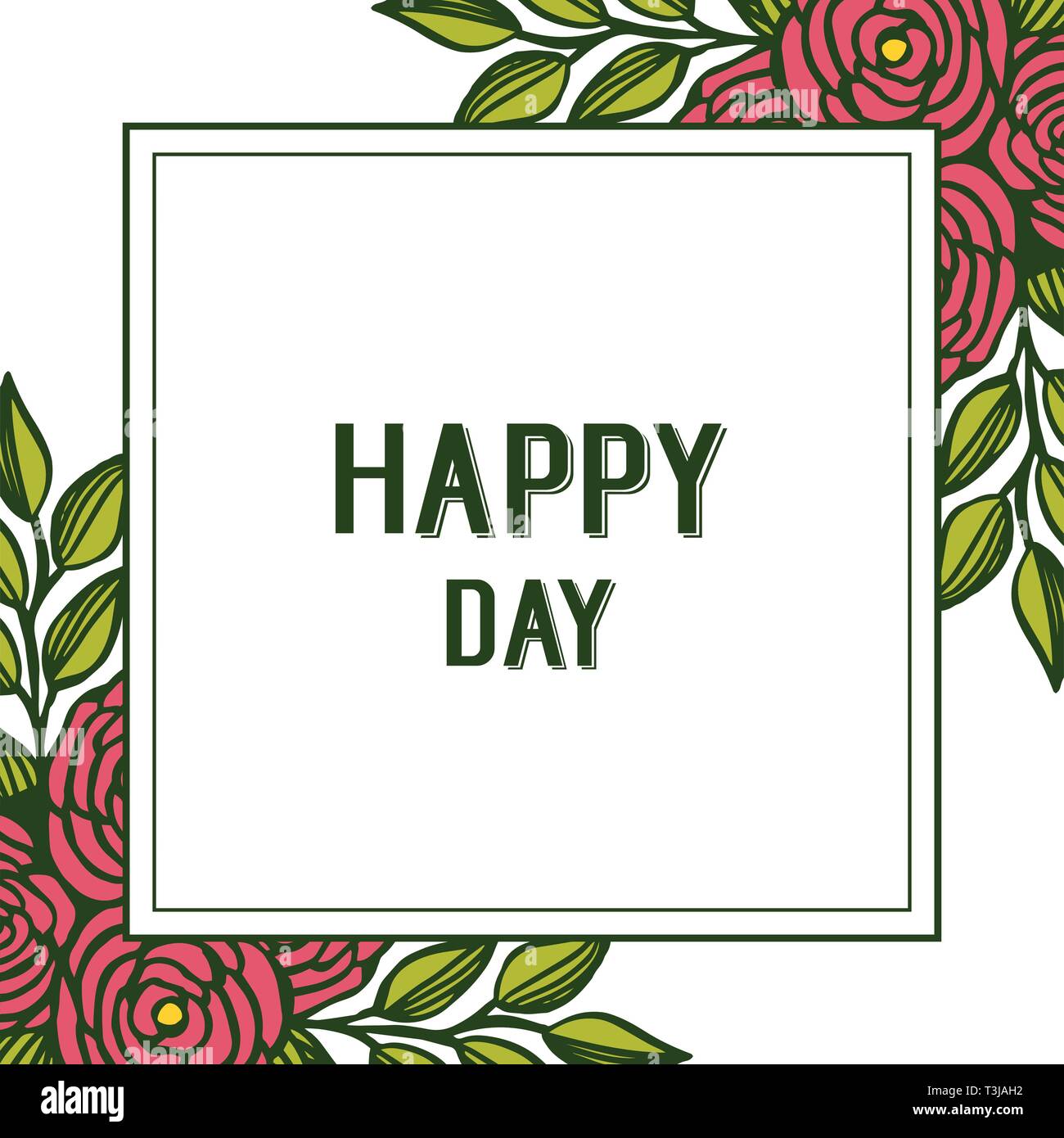 Vector illustration drawing floral frame for invitation happy day hand ...