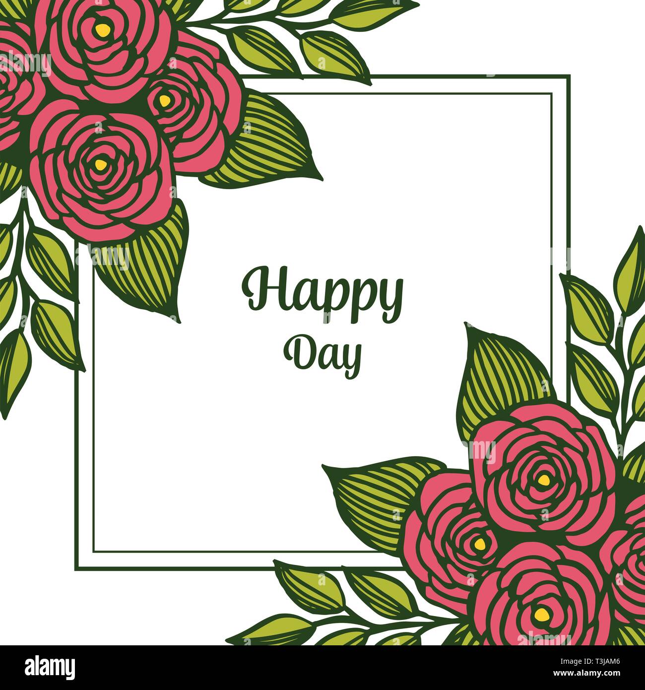 Vector illustration drawing floral frame for invitation happy day hand ...