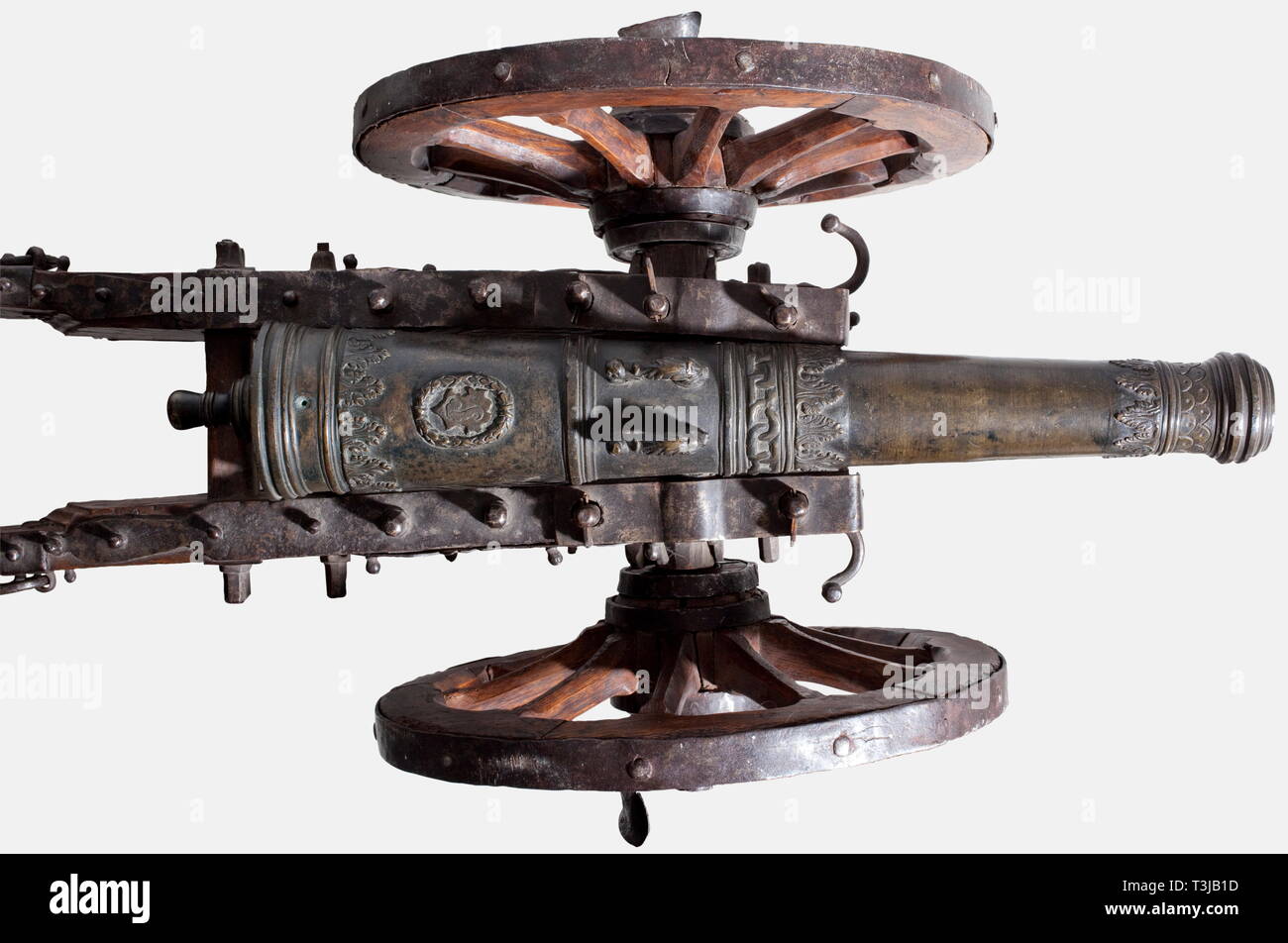 A Southern German model cannon, circa 1700. Bronze barrel with a cannon ...