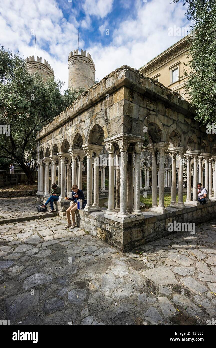Arcade of the church and monastery of Sant'Andrea, Genoa, Liguria ...