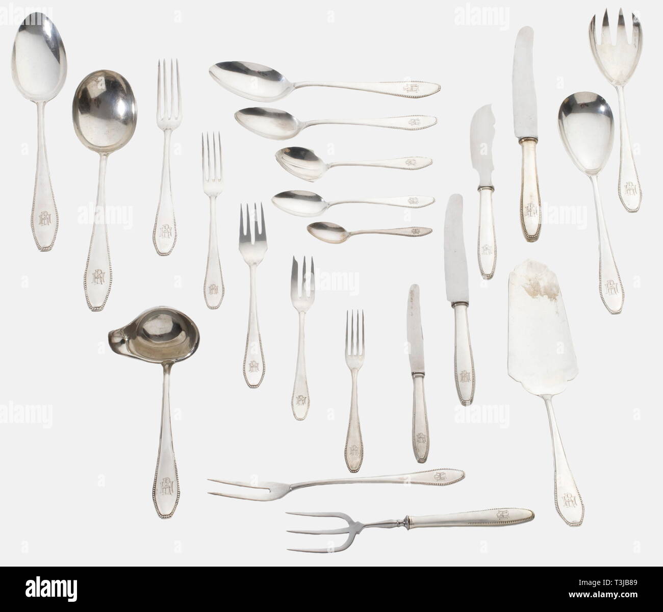 Rudolf Heß, his personal 66-piece silver flatware service Silver with hallmarks "800", the ...