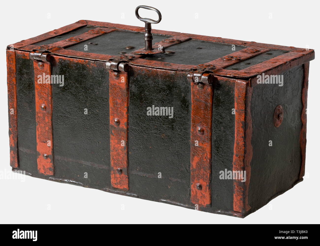 A painted iron casket, Nuremberg, circa 1600 Rectangular iron box ...