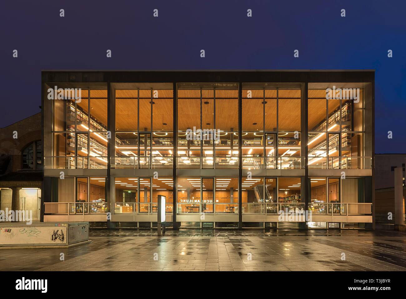 Library of the Germanic National Museum in dusk, Nuremberg, Middle ...