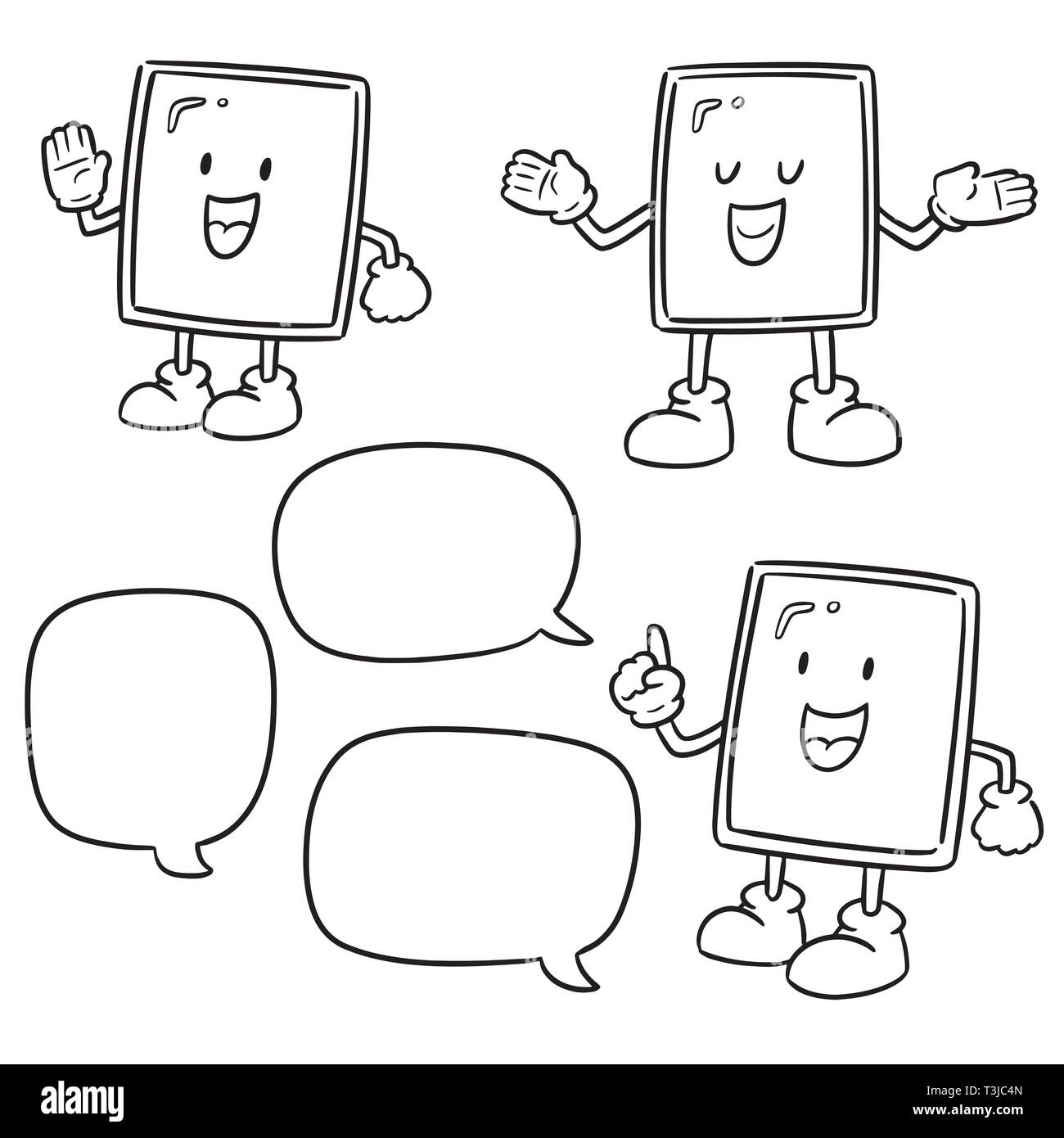 Simple line drawing smartphone speech Cut Out Stock Images & Pictures ...