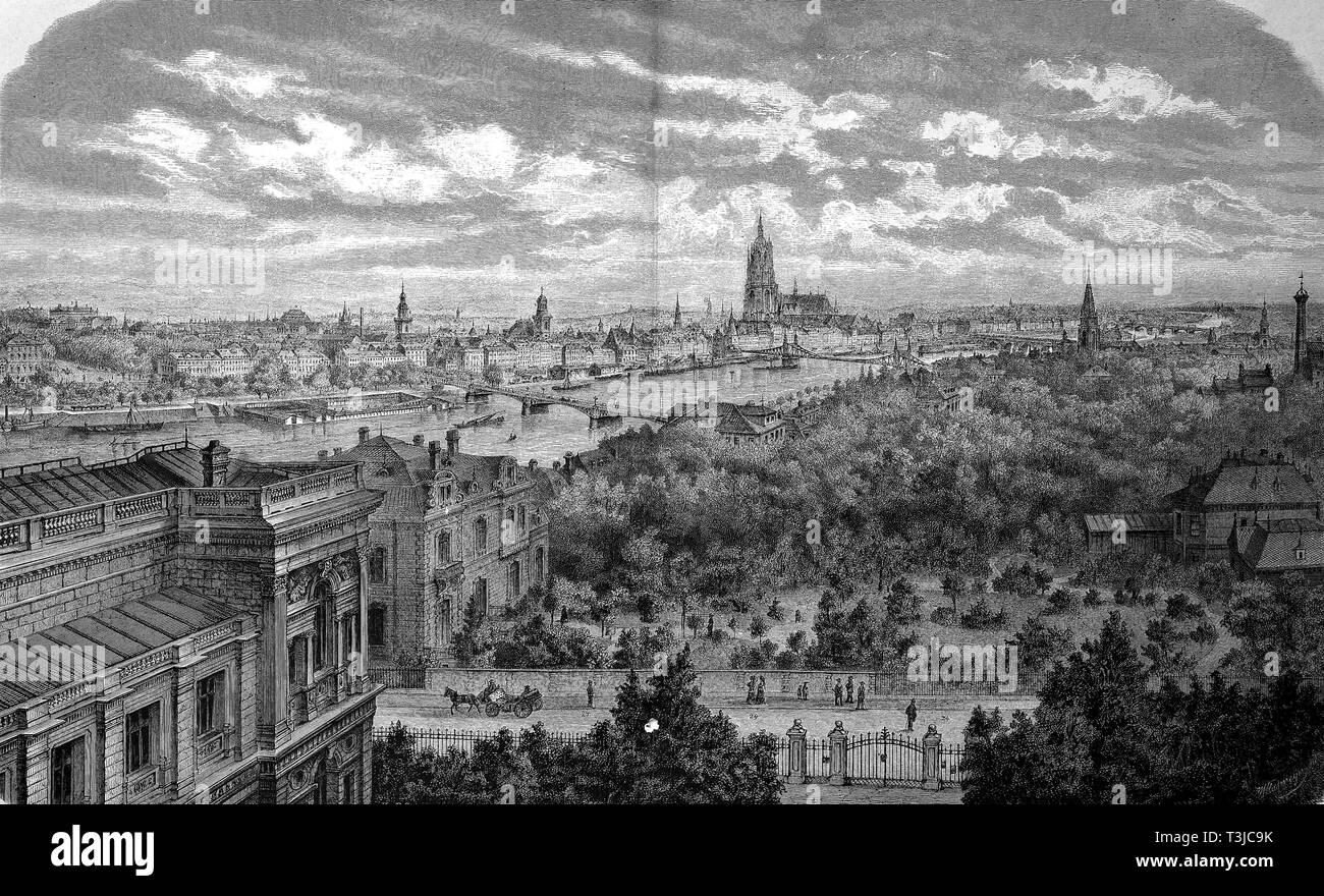 Frankfurt am Main around 1880, historical illustration, 1880, Germany ...