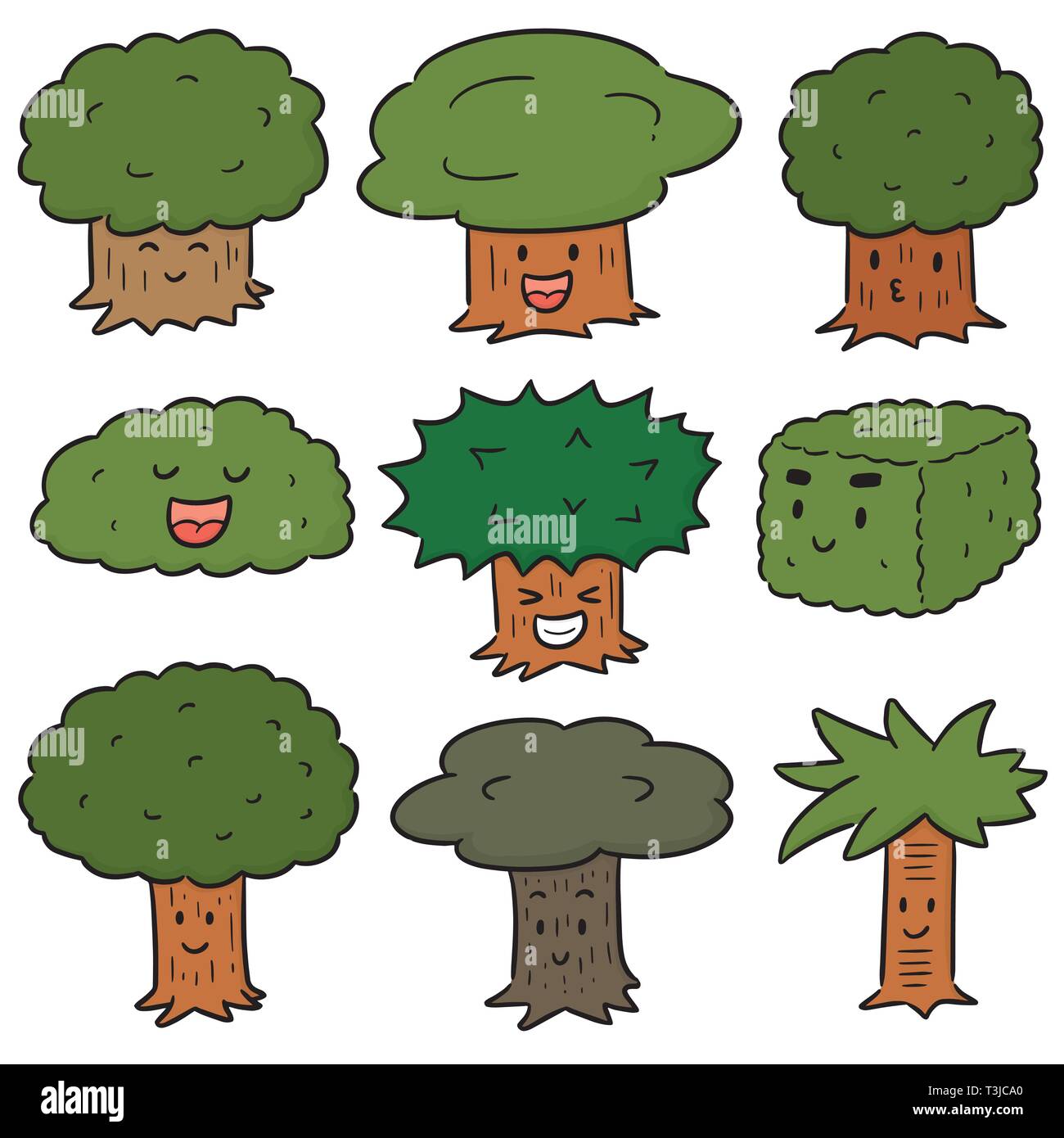 vector set of trees cartoon Stock Vector Image & Art - Alamy