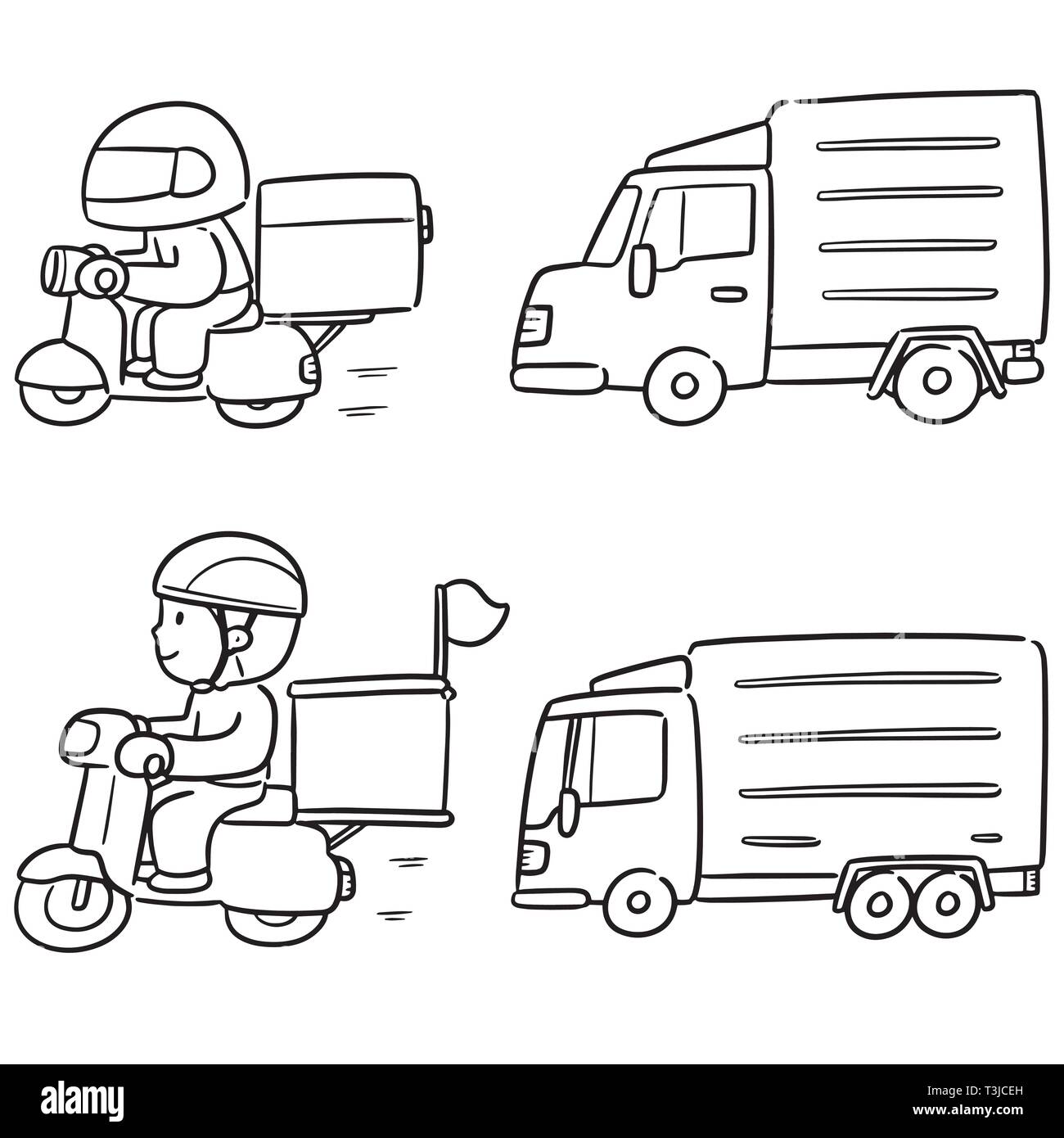 Line vector container truck Black and White Stock Photos & Images - Alamy