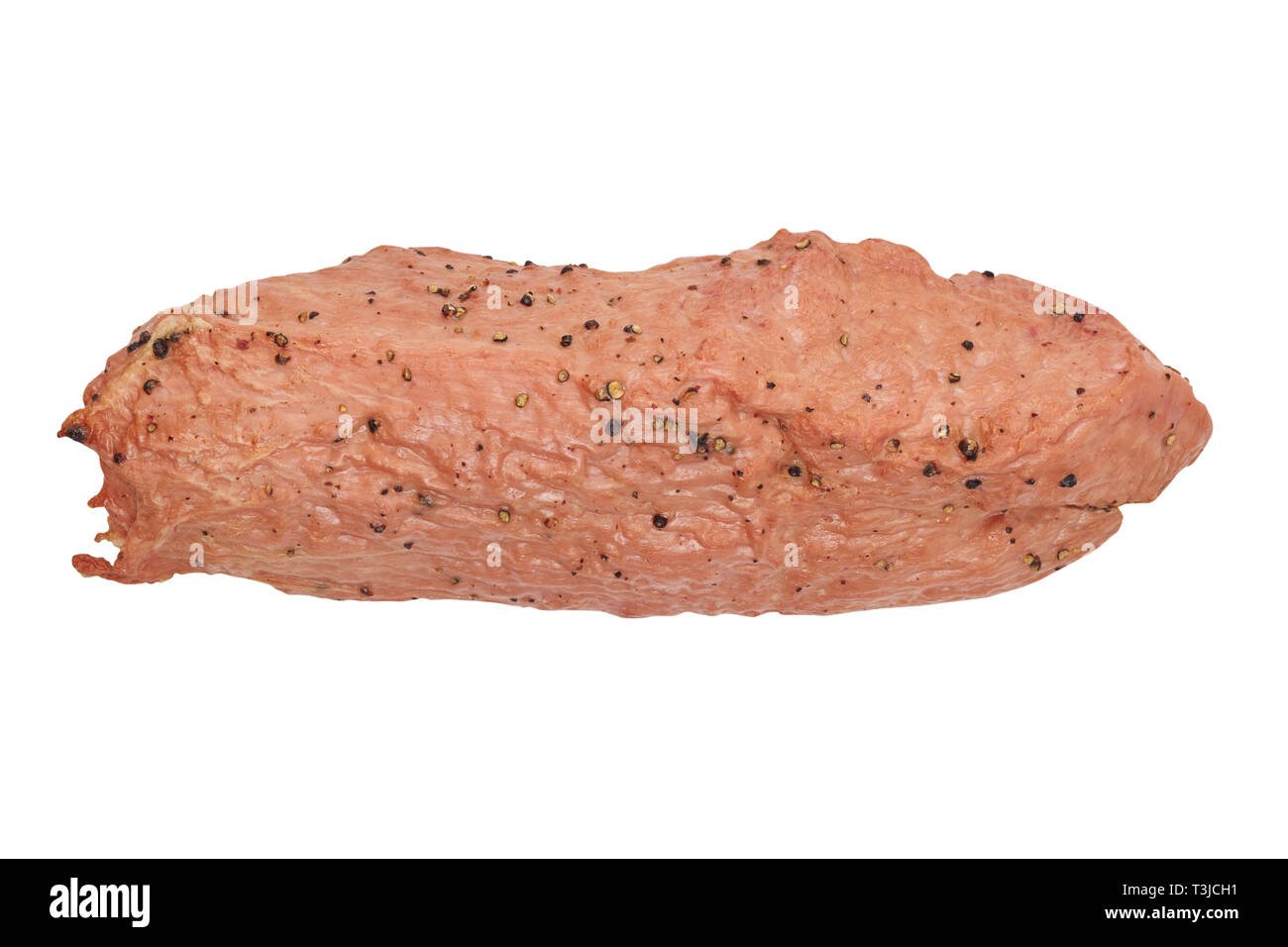 Baked smoked barrel meat (bacon) isolated on white background. Ready ...
