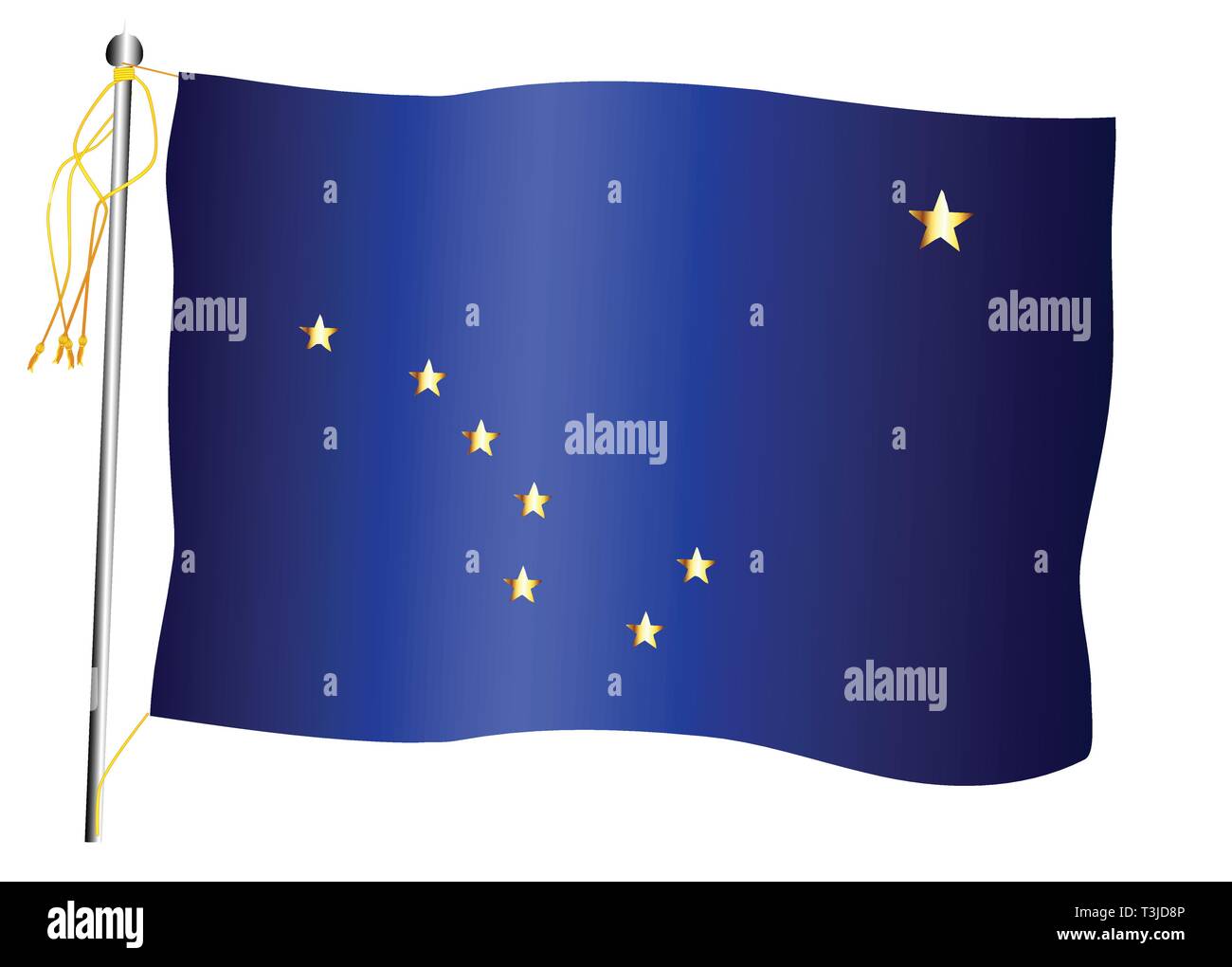 The Alaskan State US state flag set against against a white background ...