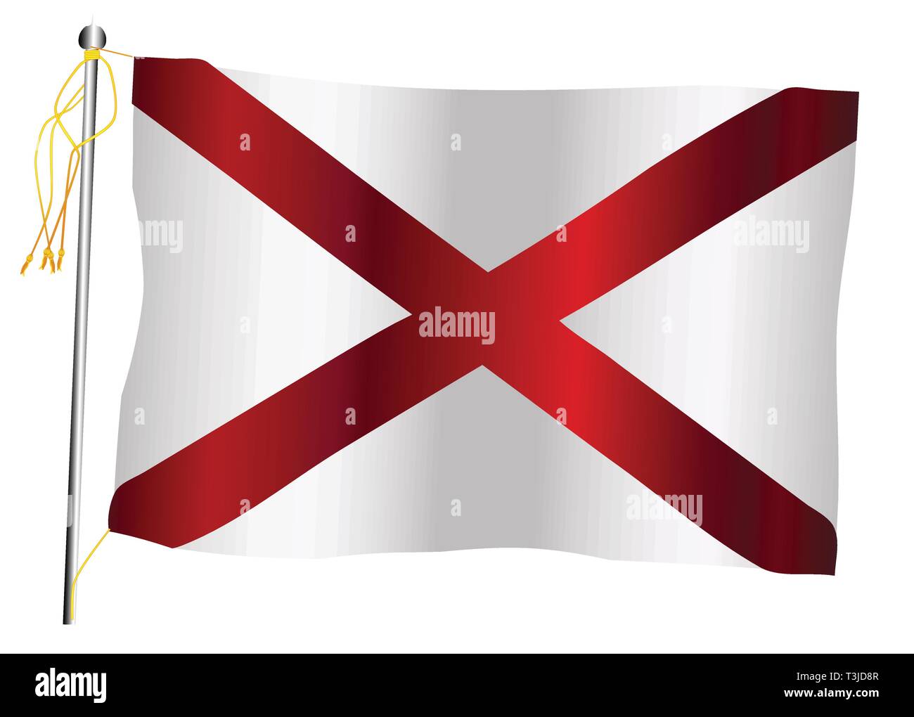 The Alabama State US state flag set against against a white background ...
