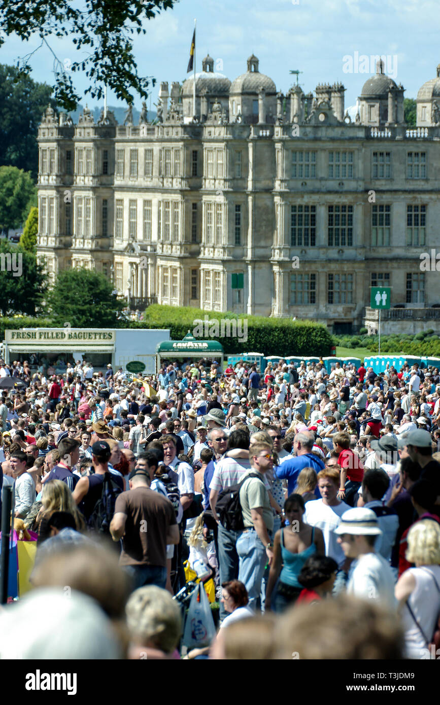 Longleat House stately home with crowds of people during Red Bull Air ...
