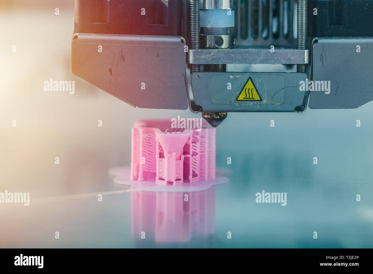 3d printer working printing plastic model Stock Photo - Alamy