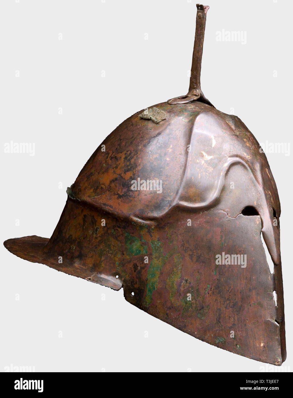 An Apulian-Corinthian helmet, 5th century B.C. A large bronze, clearly ...