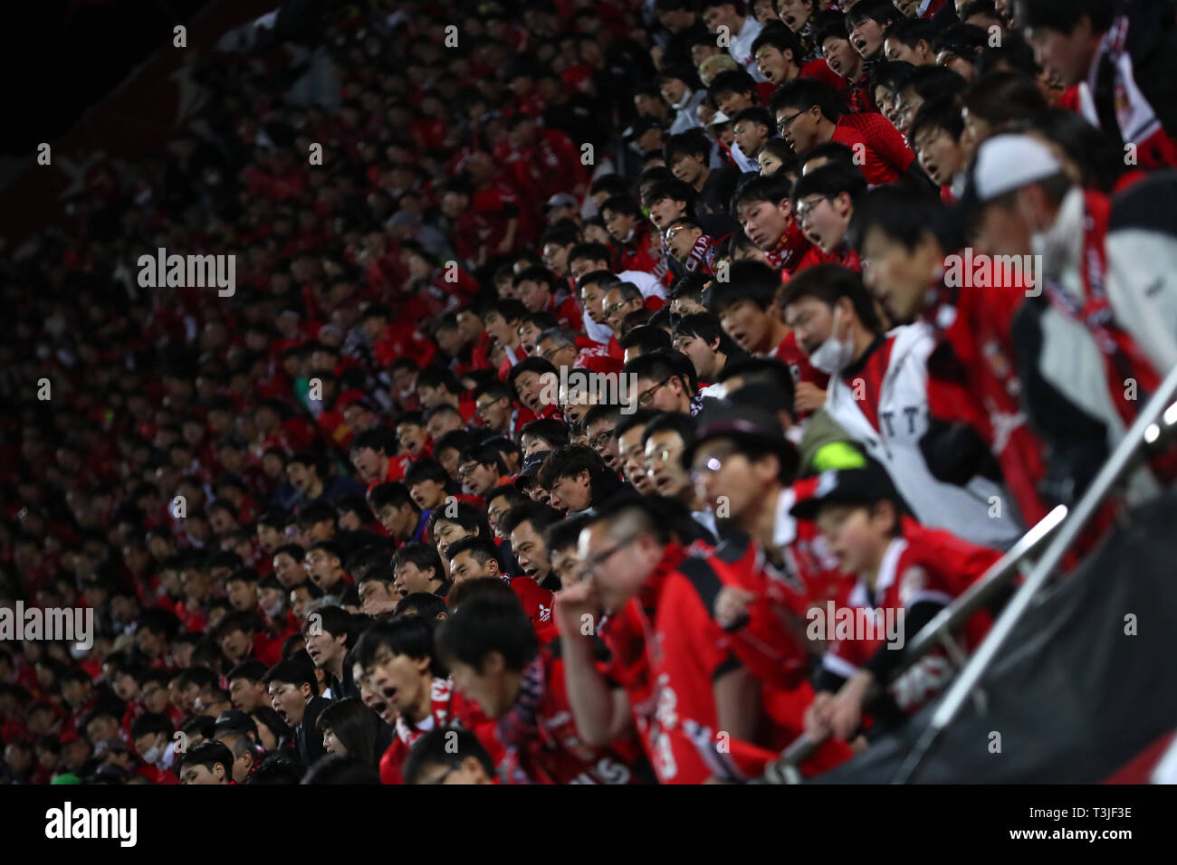Saitama, Japan. 9th Apr, 2019. Urawa Red Diamonds fans (Reds) Football ...