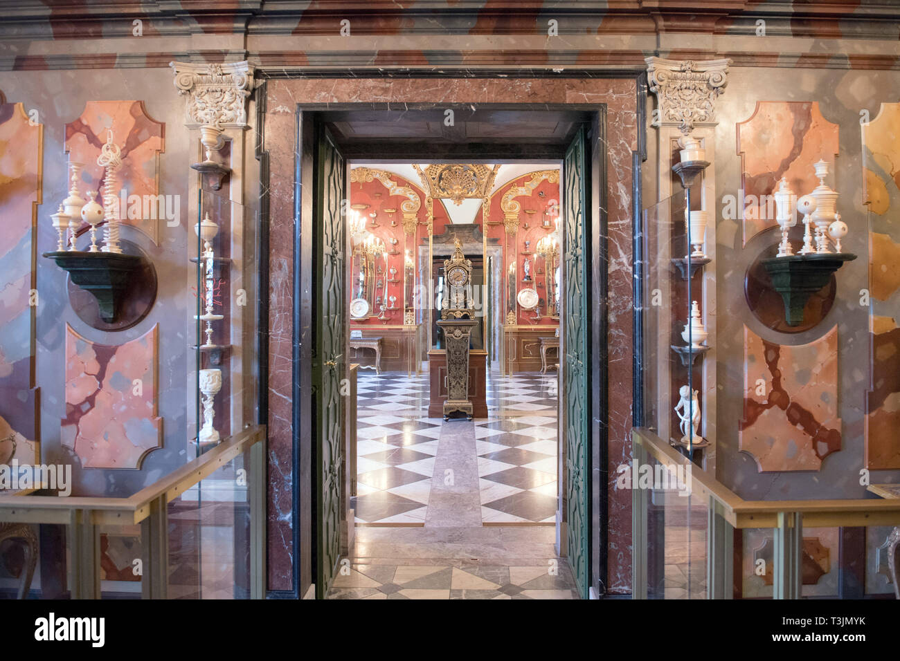 Dresden, Germany. 09th Apr, 2019. View from the Ivory Room into the ...