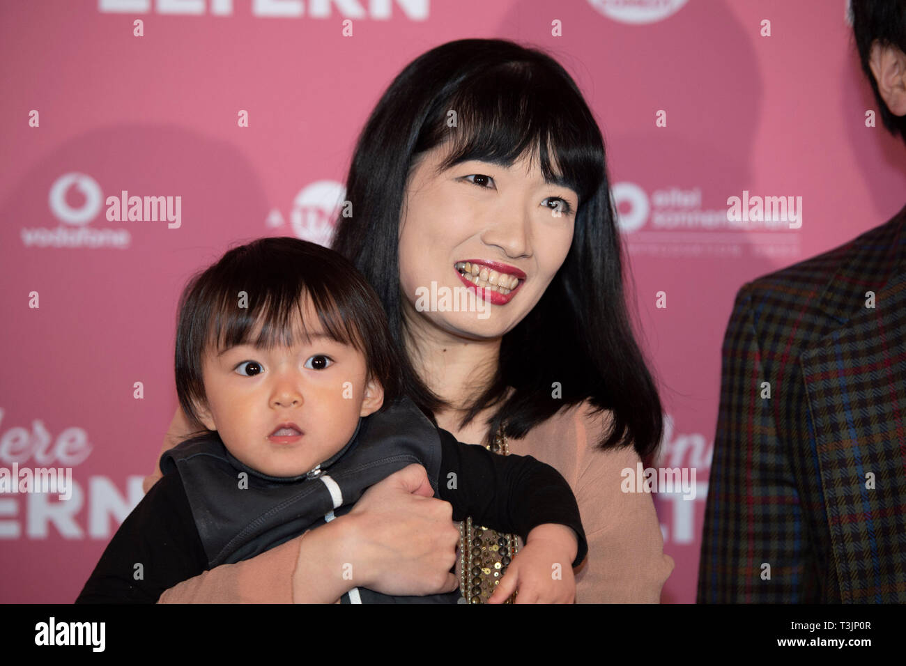 Moeko SUNAYA, actress, with toddler, name unidentified, portrait ...
