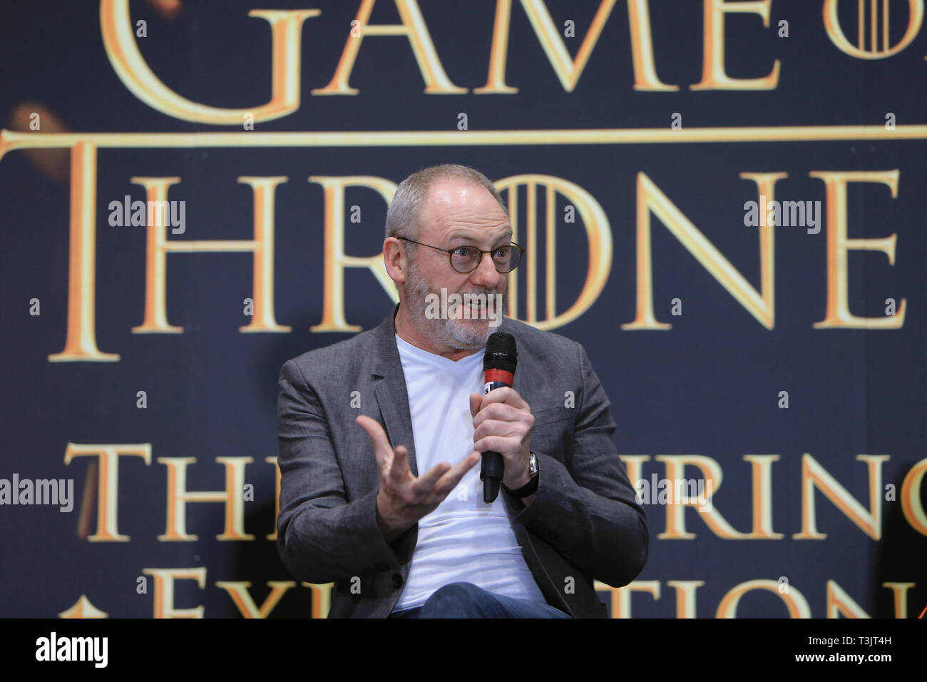 Belfast, UK. 10th Apr 2019. Liam Cunningham, Irish stage and screen ...