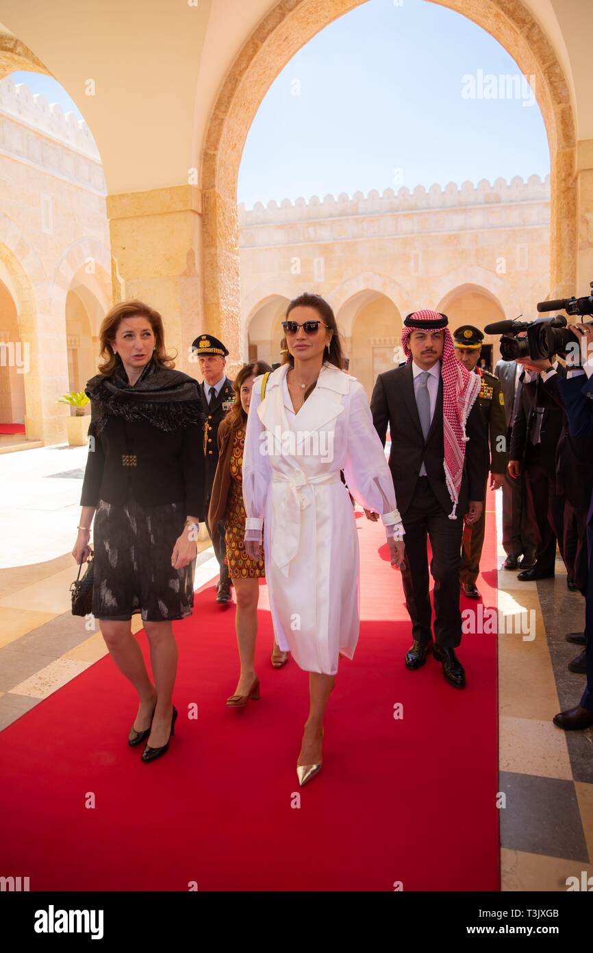 Amman, Jordan. 10th Apr, 2019. TM King Abdullah II and Queen Rania and ...