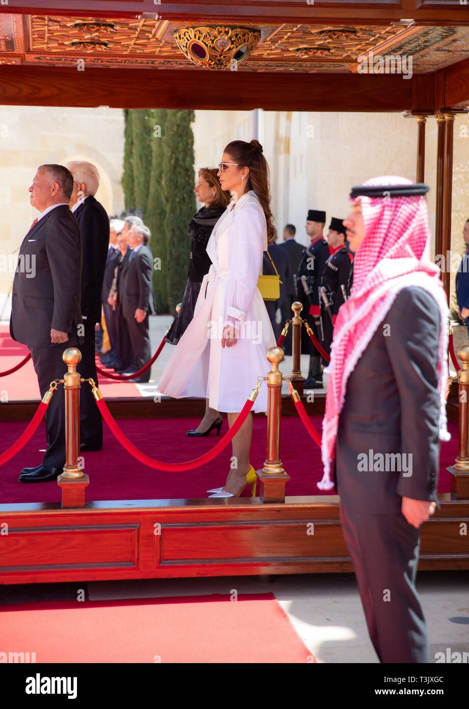 Amman, Jordan. 10th Apr, 2019. TM King Abdullah II and Queen Rania and ...