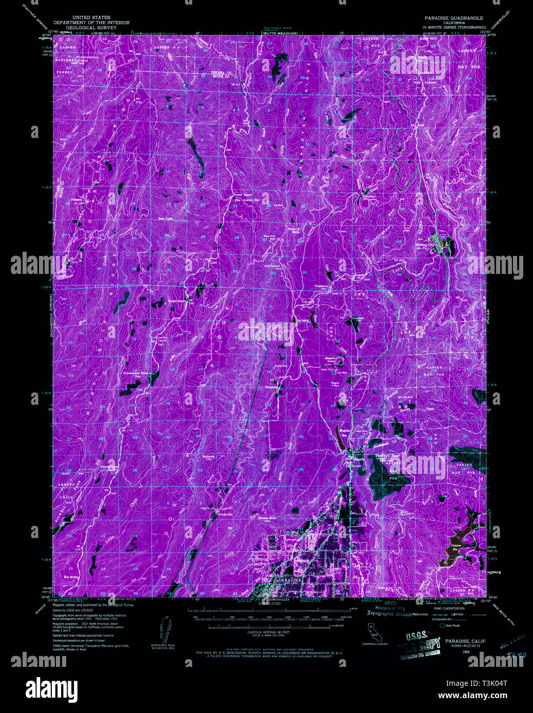 Paradise california map hi-res stock photography and images - Alamy