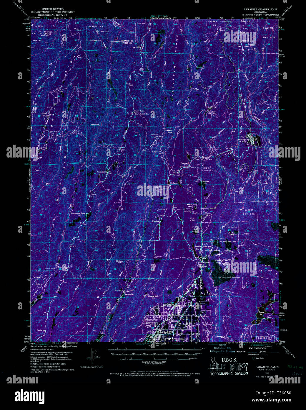 Paradise california map hi-res stock photography and images - Alamy