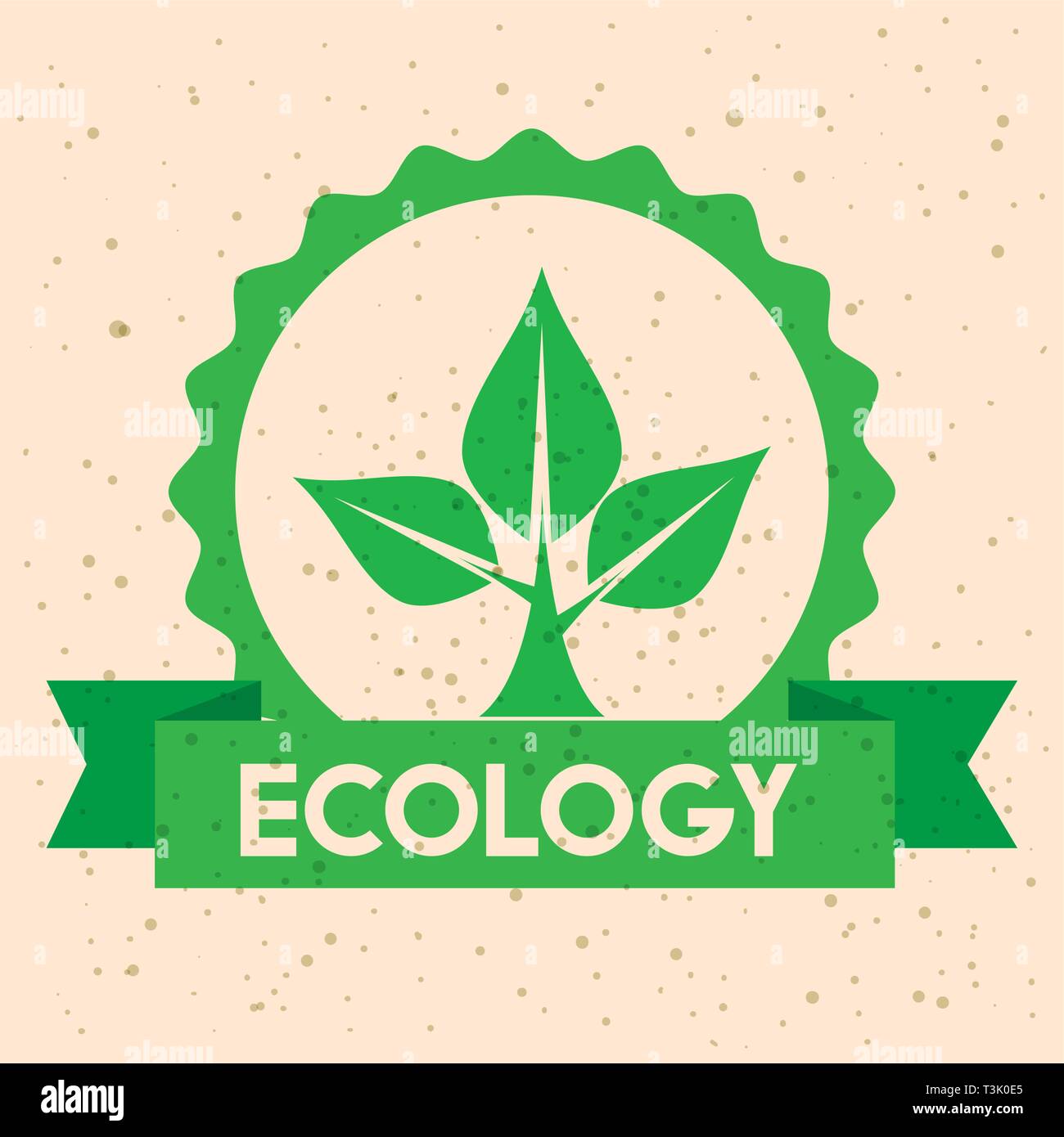 ecology label with tree conservation and ribbon Stock Vector Image ...