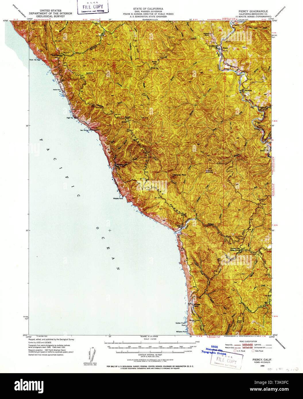 Map of california 1950 hi-res stock photography and images - Alamy