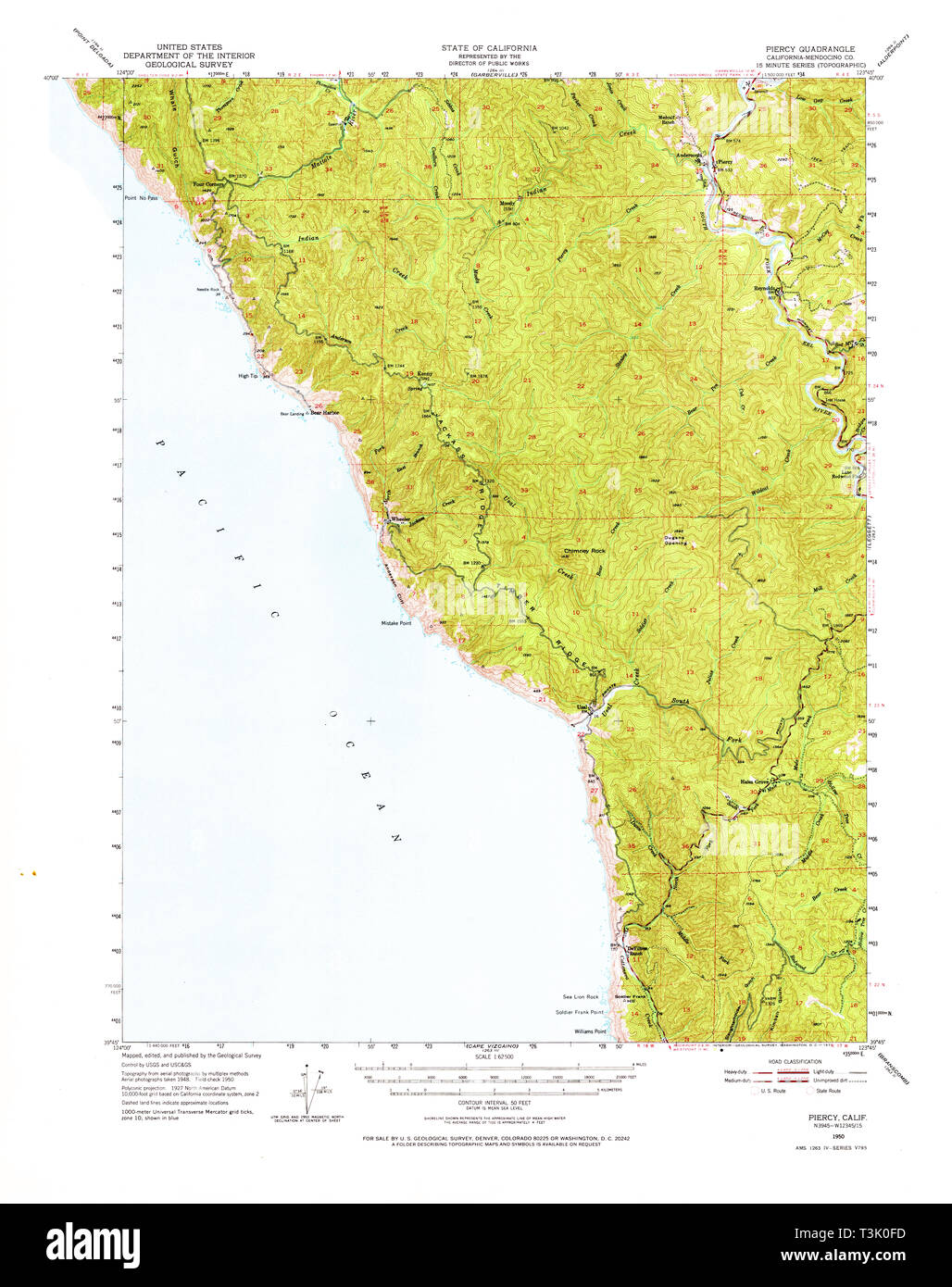 Map of california 1950 hi-res stock photography and images - Alamy