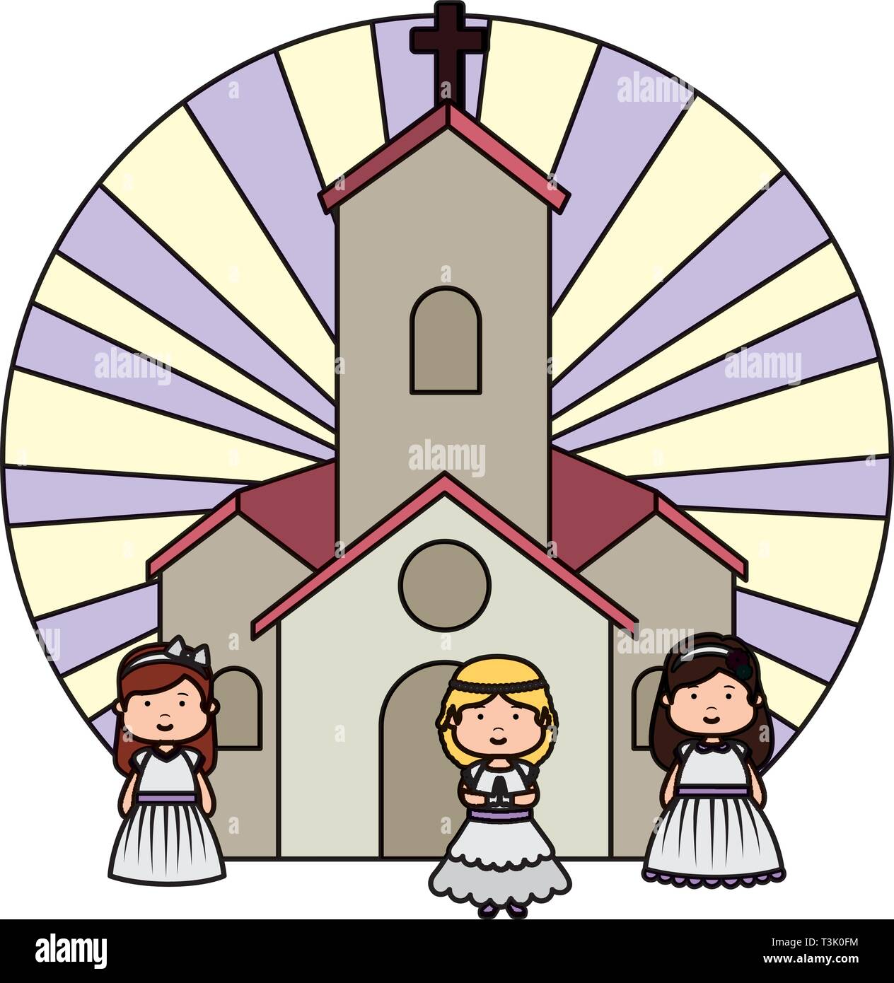 little girls in church first communion Stock Vector Image & Art - Alamy