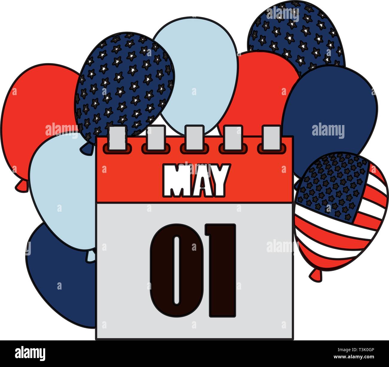 balloons helium with USA flag and may 1 calendar Stock Vector Image ...