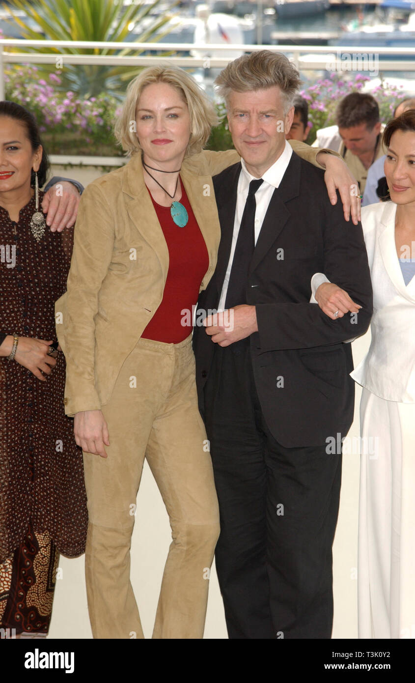 CANNES, FRANCE. May 15, 2002: Actress SHARON STONE & director DAVID ...